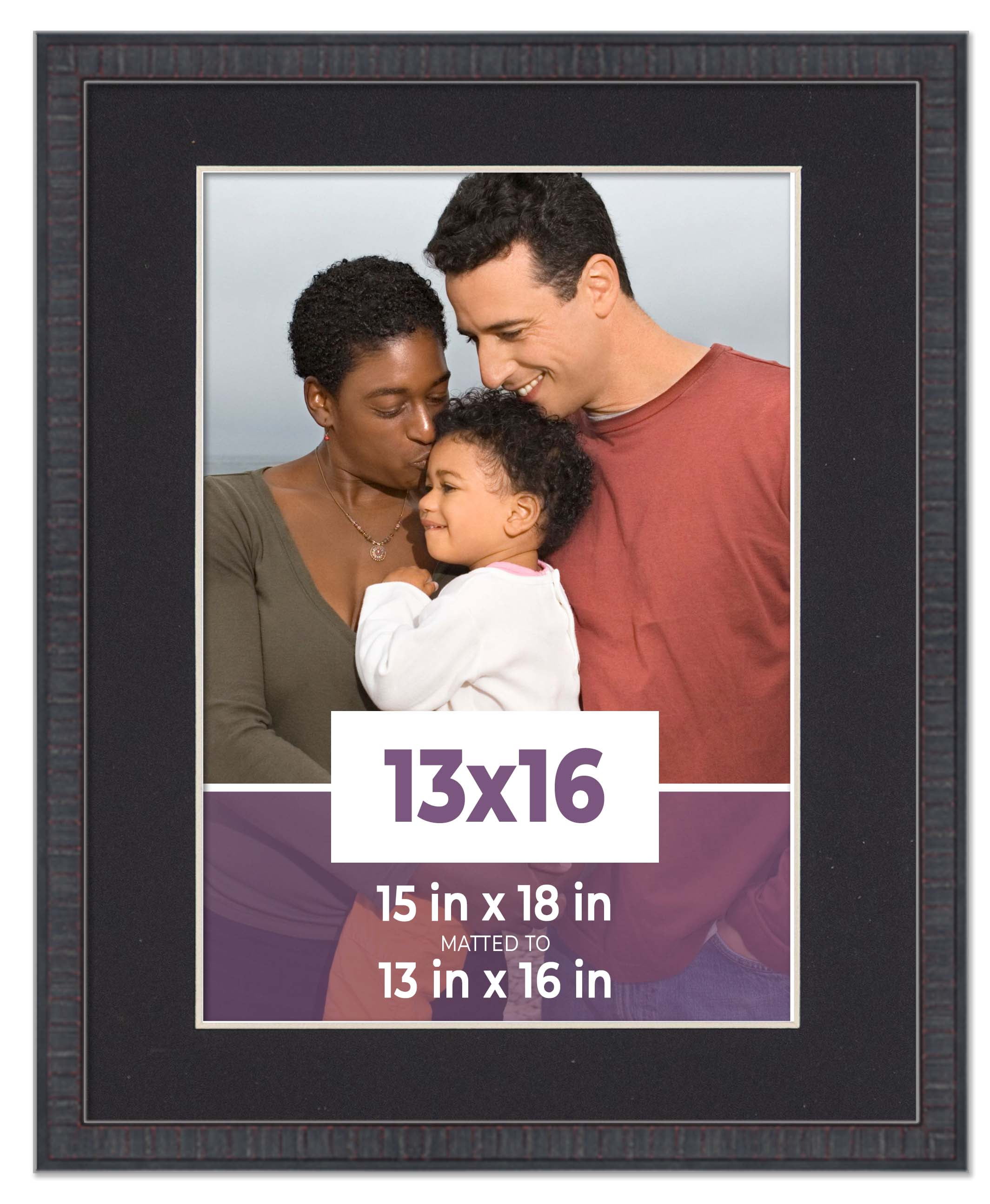 13x16 Frame Mahogany With Black Picture Mat For 13x16 Photo - Mahogany ...