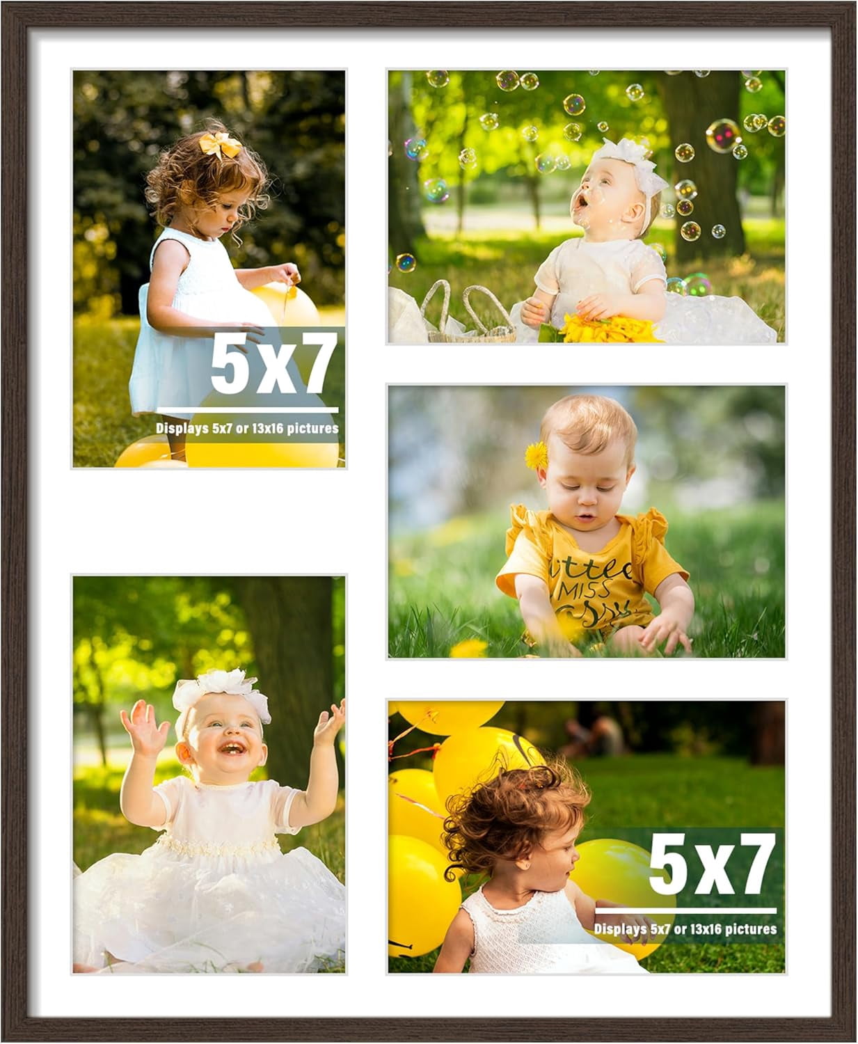 13x16 Picture Frame 5x7 Collage Picture Frame Displays Five 5x7 inch ...