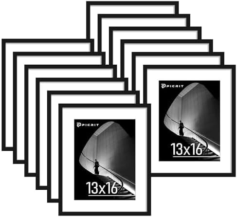 13x16 Picture Frame Set of 12, Display 10 x 13 with Mat or 13 x 16 ...