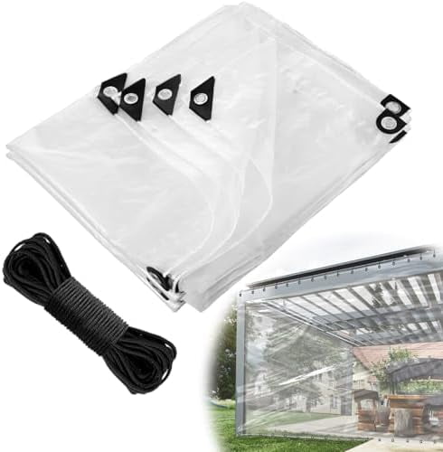 13x16ft Anti-Tear Clear Tarp Waterproof for Patio Winterizing - 5 mil ...