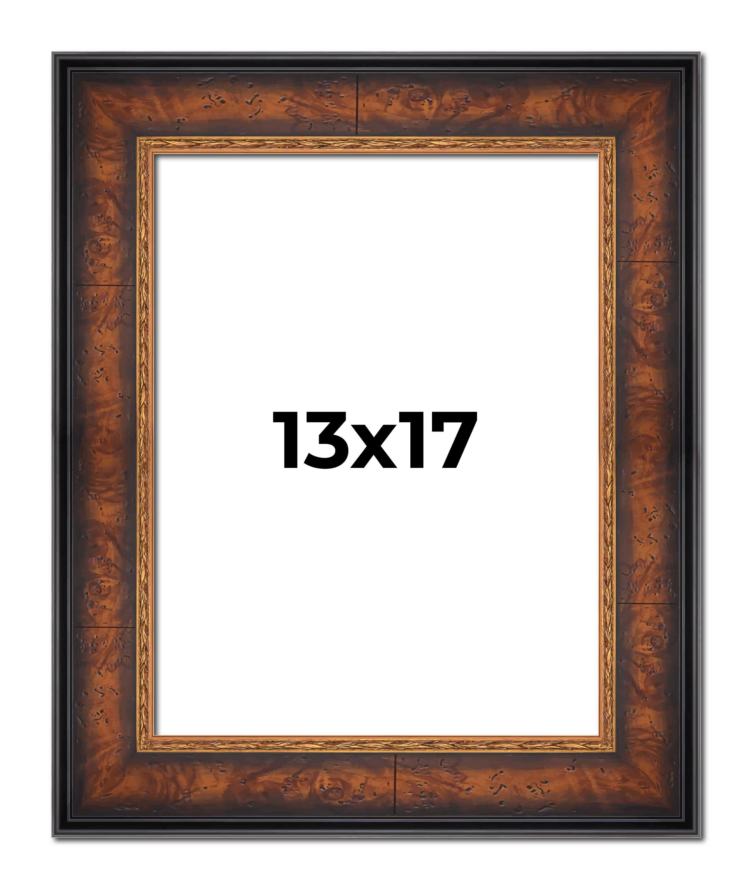 13x17 Frame Brown Walnut Gold Ornate Trim Solid Wood Plein Air Picture ...
