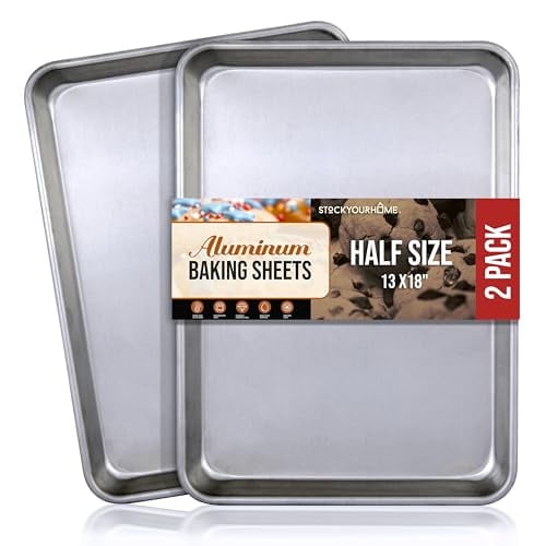 13x18 Aluminum Baking Sheet Pan (2 Pack), Commercial Half Size Rimmed ...