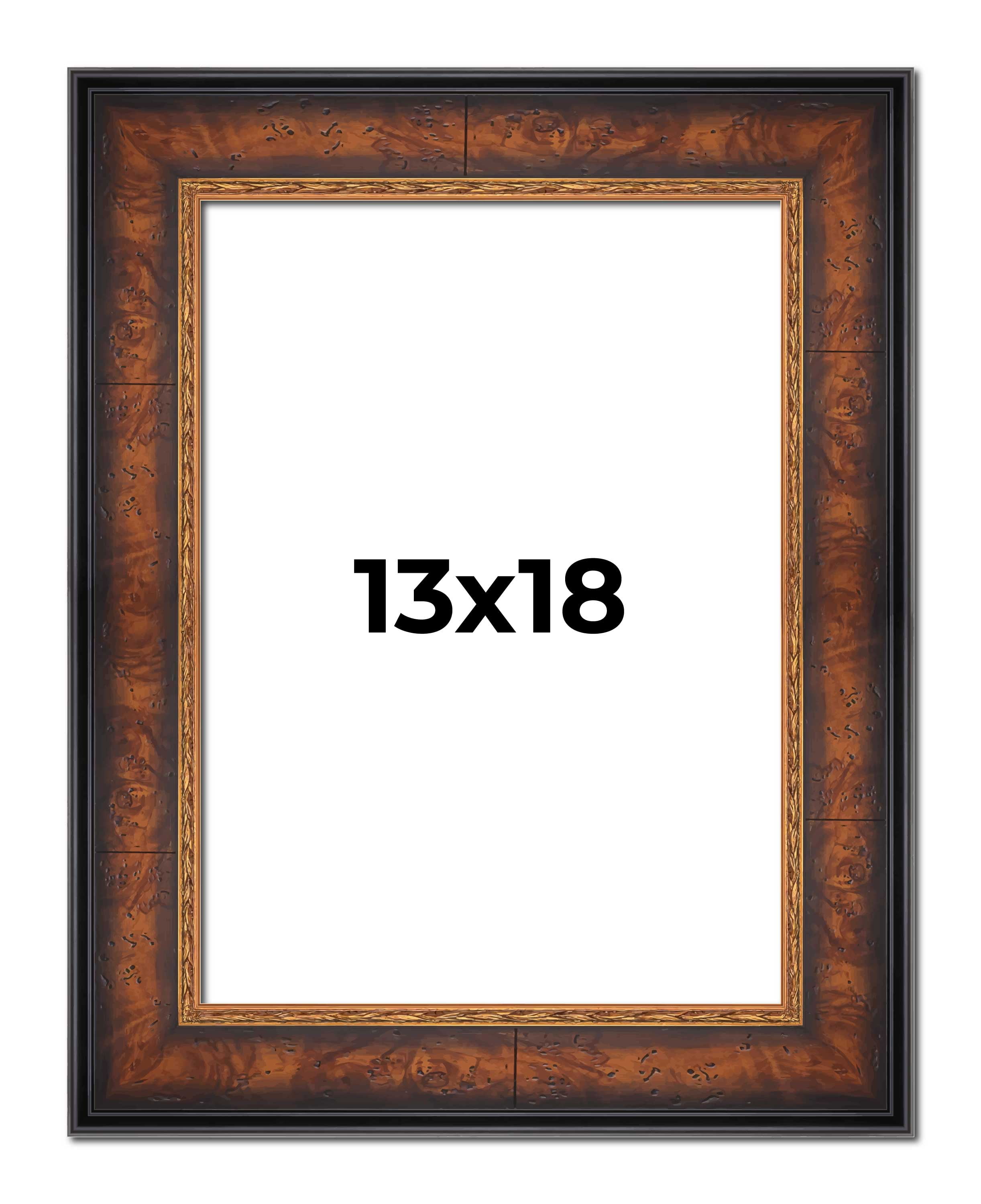 13x18 Frame Brown Walnut Gold Ornate Trim Solid Wood Plein Air Picture ...