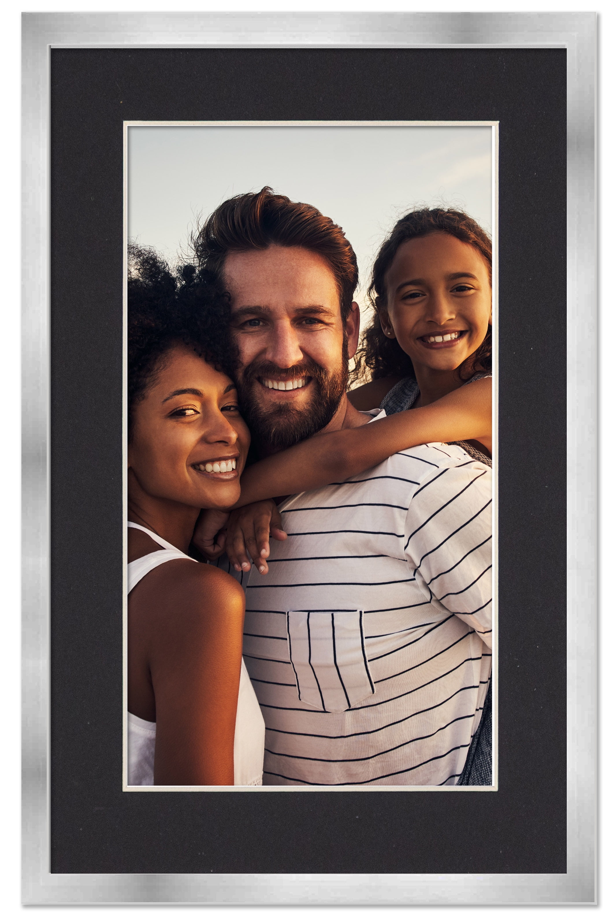 13x18 Frame with Mat - Silver 15x20 Frame Wood Made to Display Print or ...