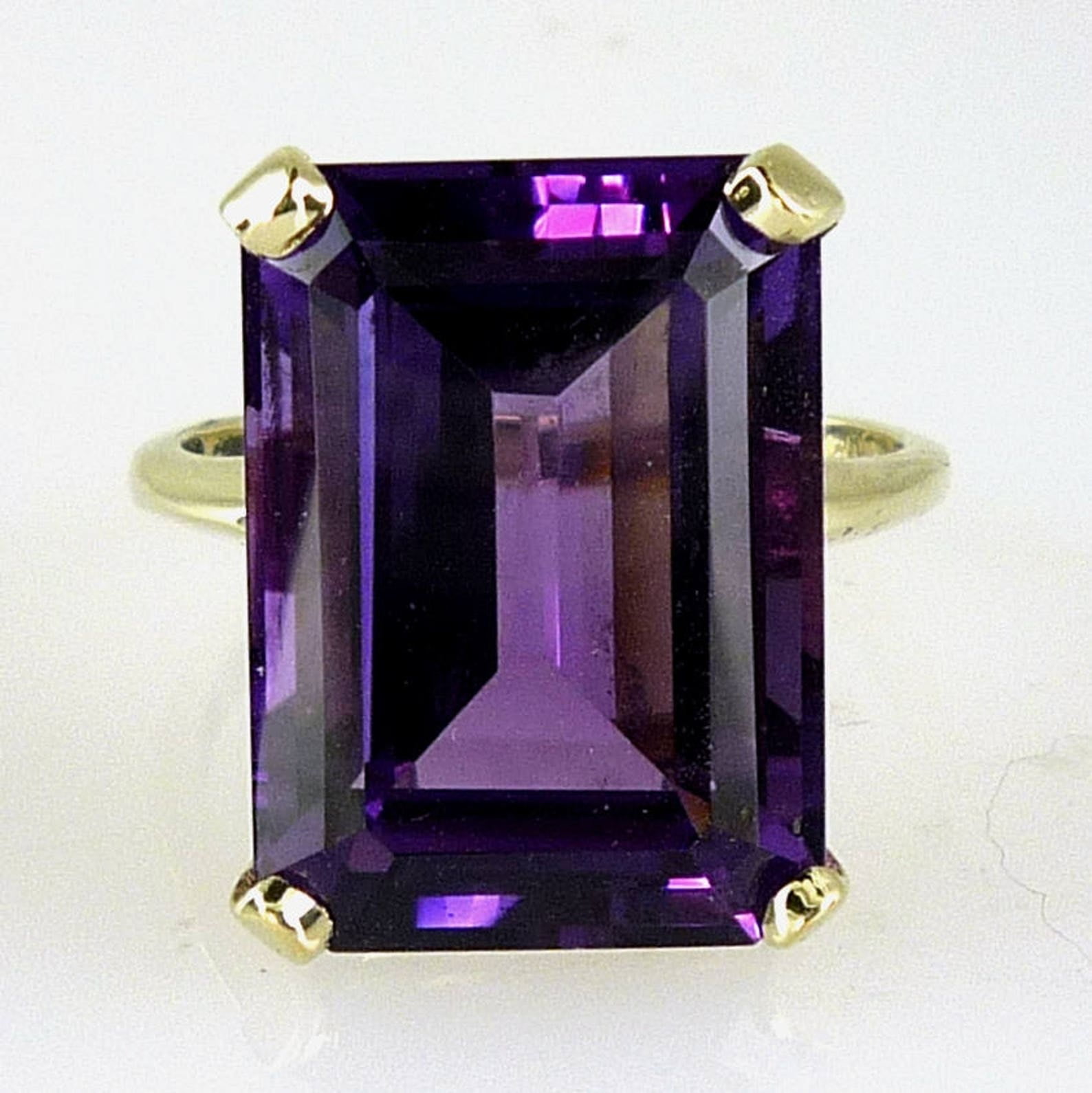 13x18 mm Natural Emerald Cut Amethyst Solitaire Ring, February ...