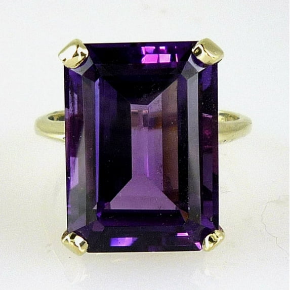 13x18 mm Natural Emerald Cut Amethyst Solitaire Ring, February ...