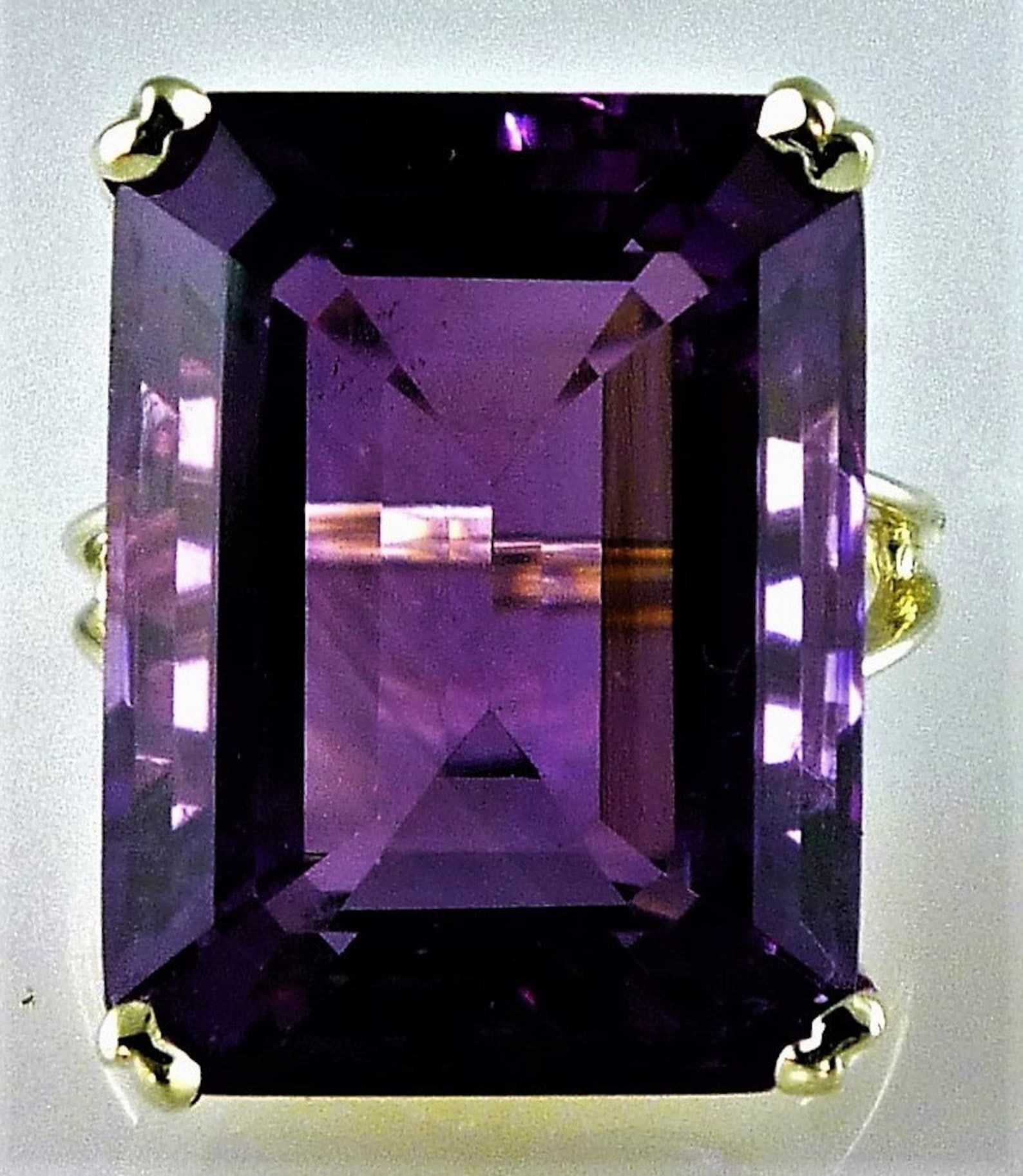 13x18 mm Natural Very Large Emerald Cut Amethyst Ring, BIG Gemstone ...