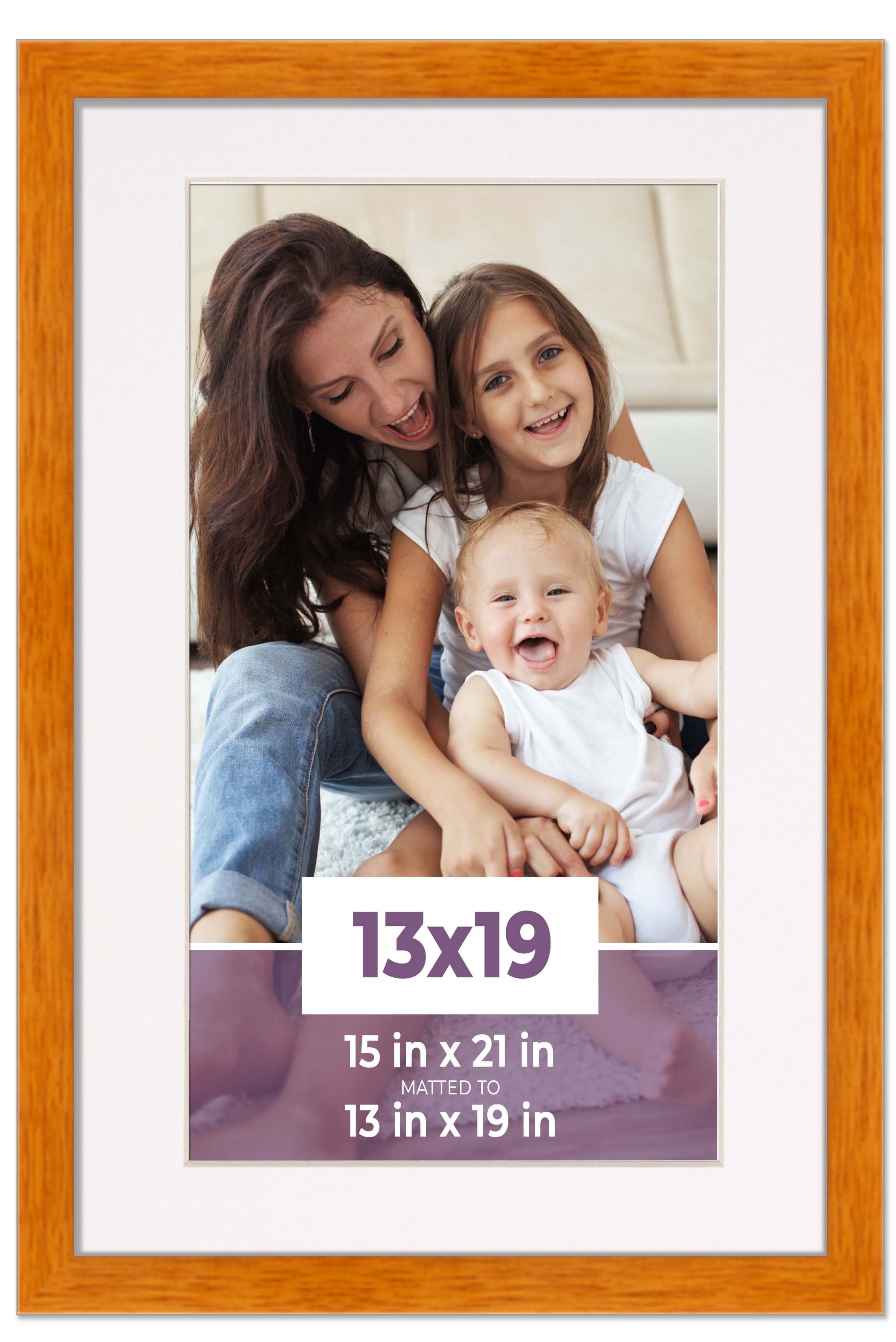 13x19 Frame Honey Pecan With White Picture Mat For 13x19 Photo - Honey Pecan 15x21 Frame To ...