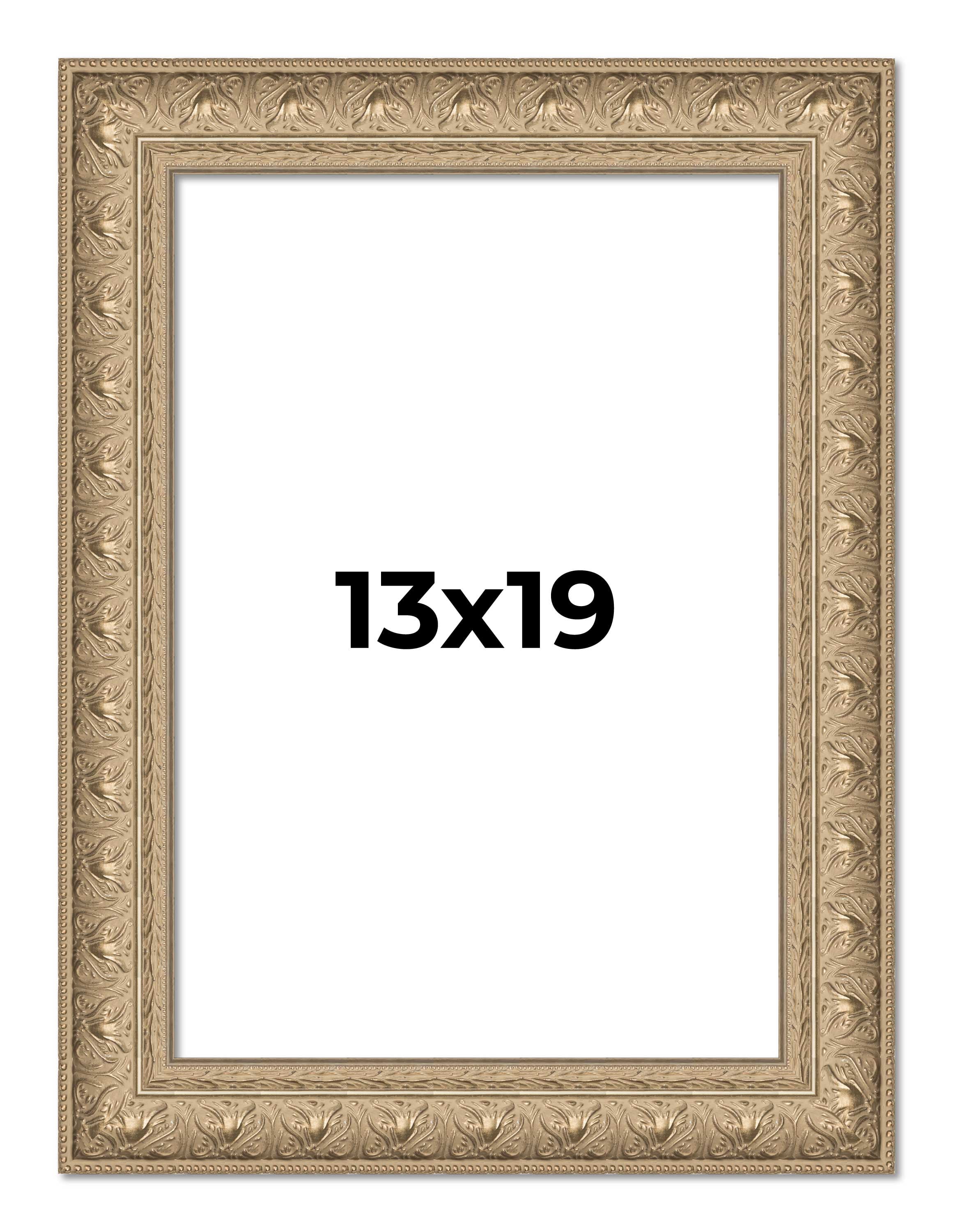 13x19 Frame Ornate Silver Beaded Solid Wood Picture Frame Width 2.5 Inches | Interior Depth 1 ...