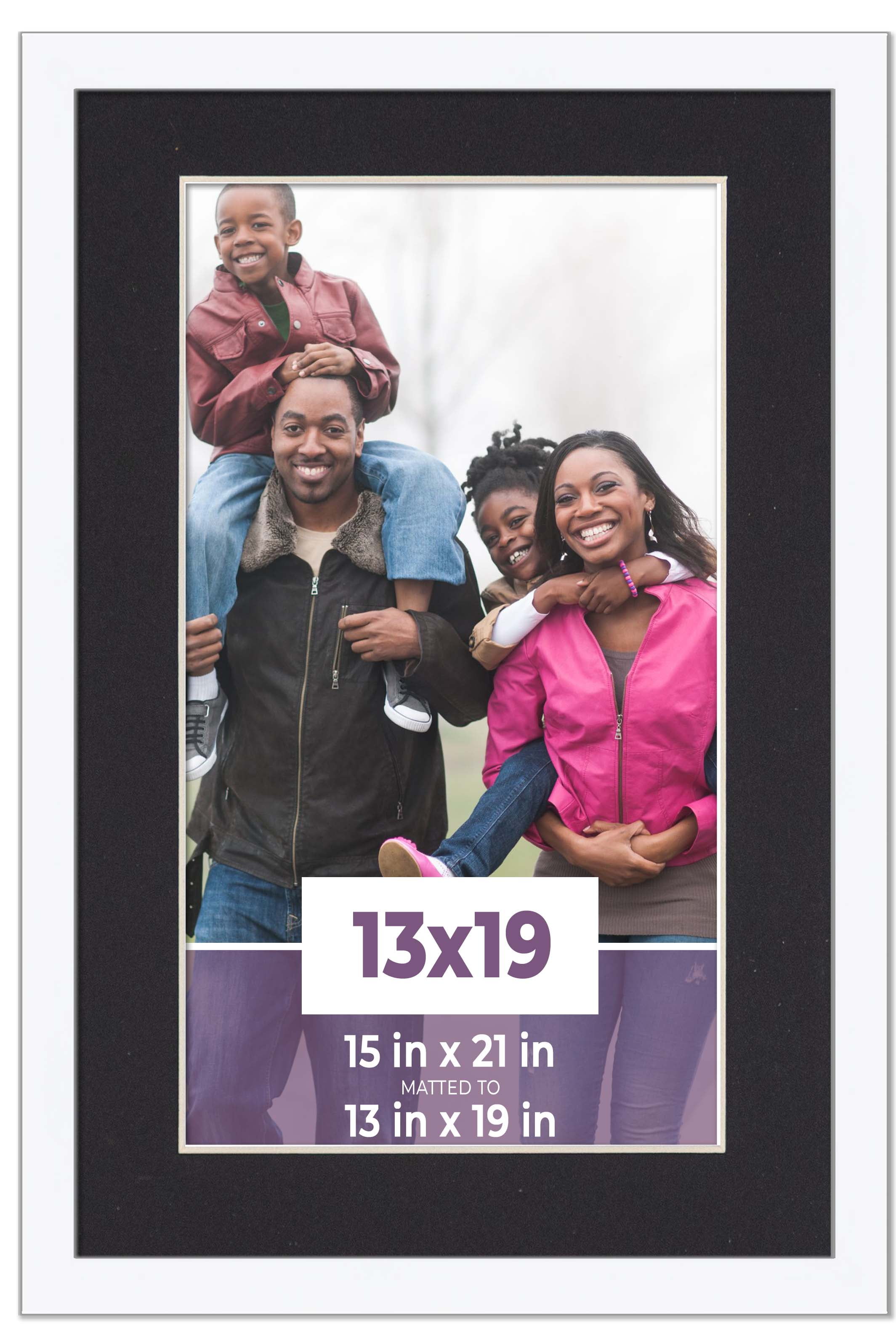 13x19 Frame White With Black Picture Mat For 13x19 Photo - White 15x21 Frame To Display Print or ...