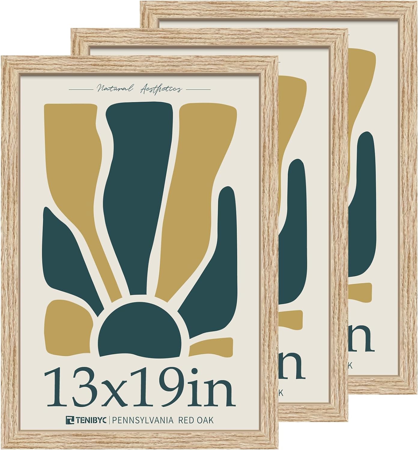 13x19 Oak Wood Frame with HD Glass - 3pk, Natural Solid Wood Picture ...