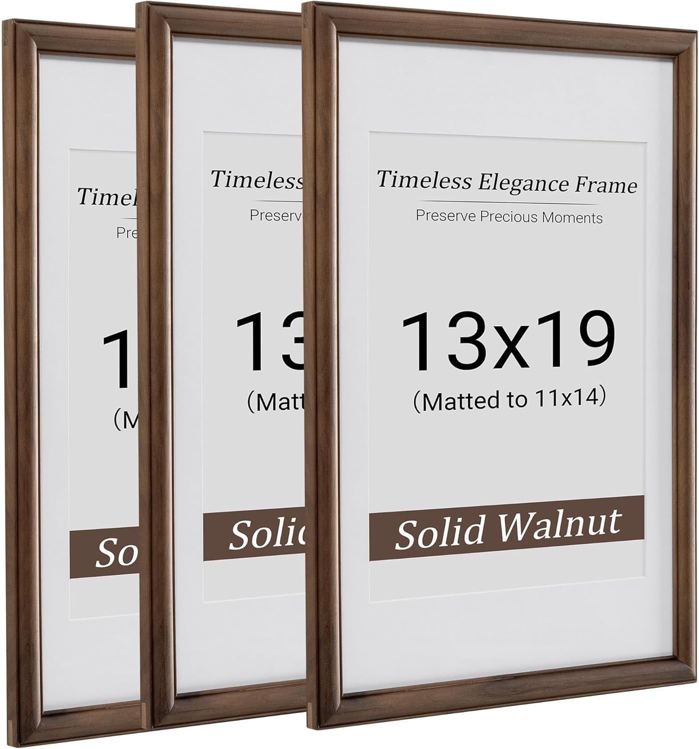 13x19 Picture Frame,13 x 19 Natural Solid Walnut Wood Frame Matted to ...