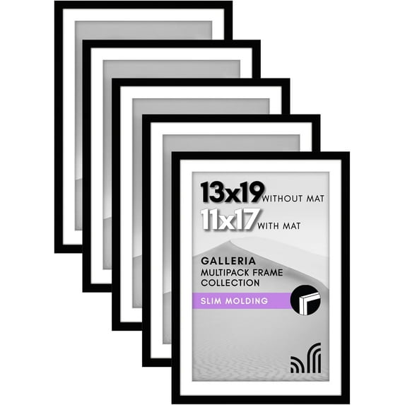 13x19 Picture Frame with Polished Plexiglass - Set of 5 - Use as 11x17 ...