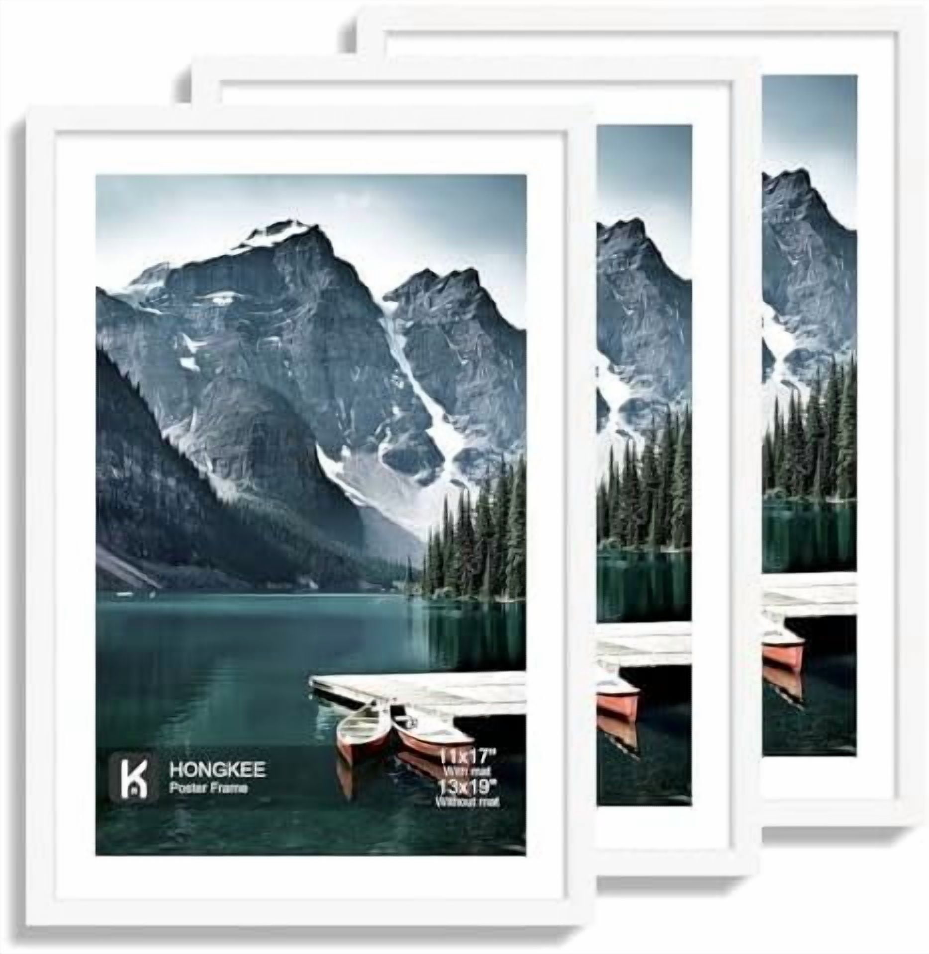 13x19 Picture Frame Set of 3 - Display 11x17 Photo with Mat or 13 x 19 ...