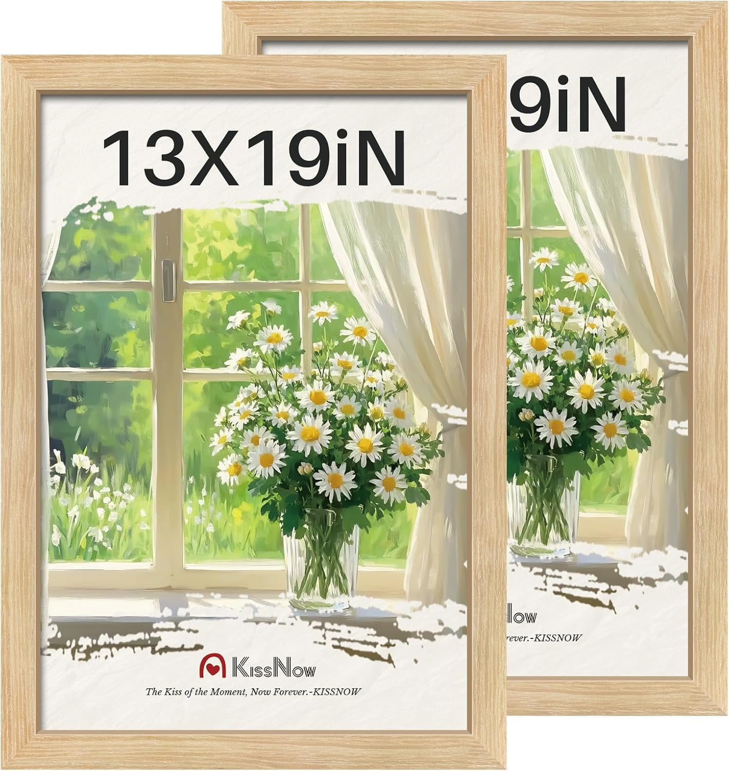 13x19 Picture Frame set of 2, Natural Oak Wood Poster Frame, Wall ...