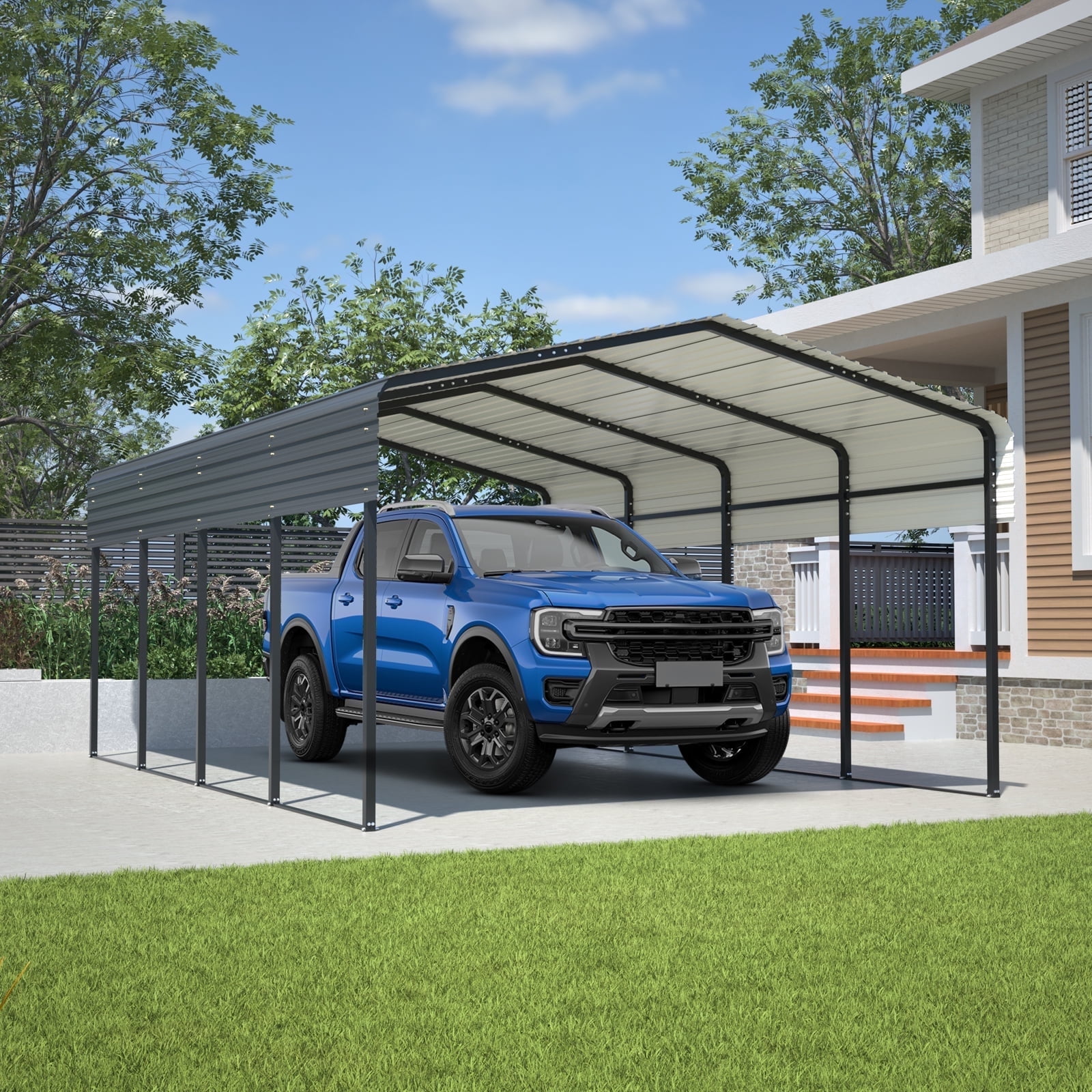 Jaxilyn 13x20 FT Metal Carport, Outdoor Galvanized Car Shelter, Heavy ...