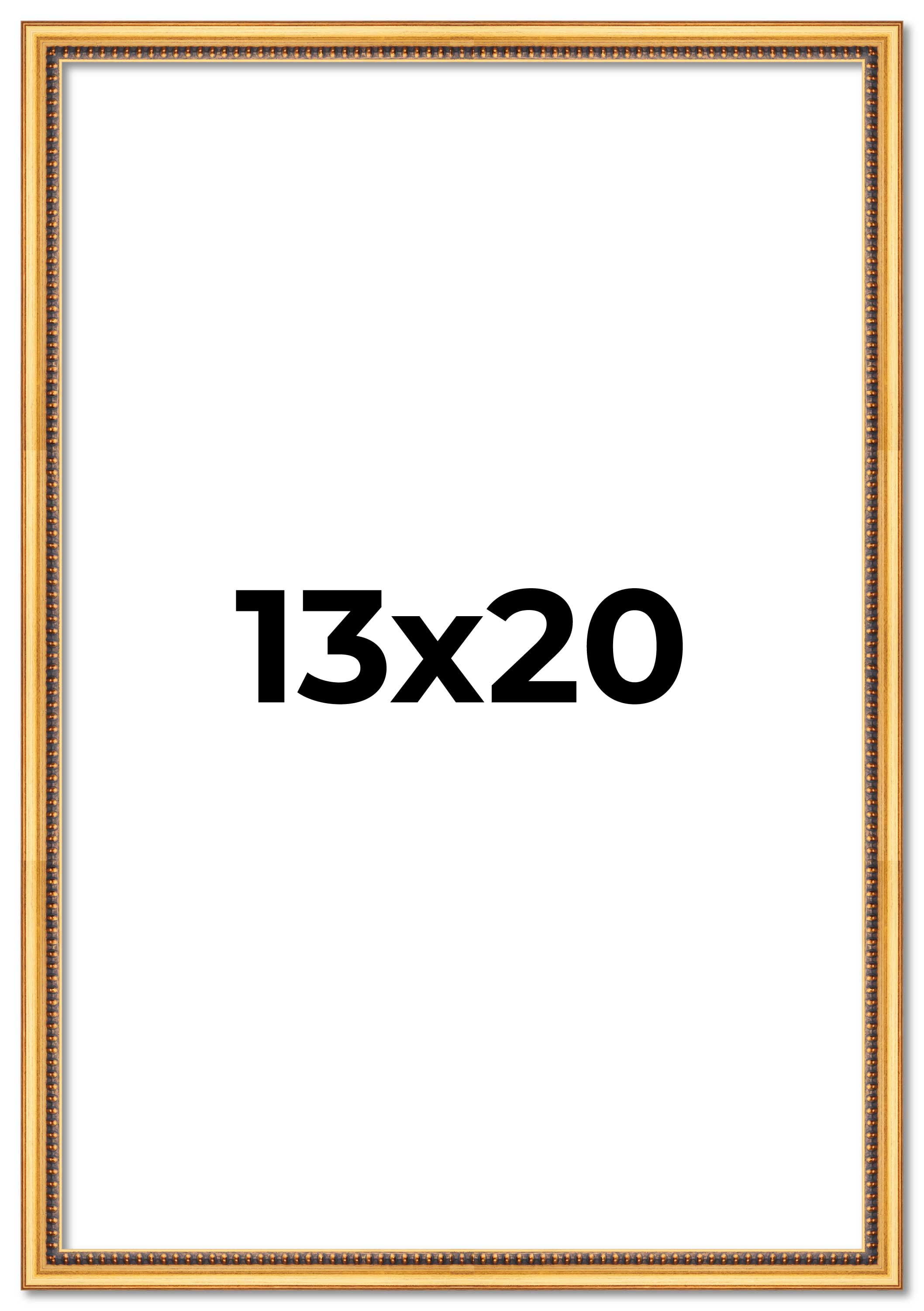13x20 Frame Beaded Gold Solid Wood Picture Frame | 0.75 Inches Moulding ...