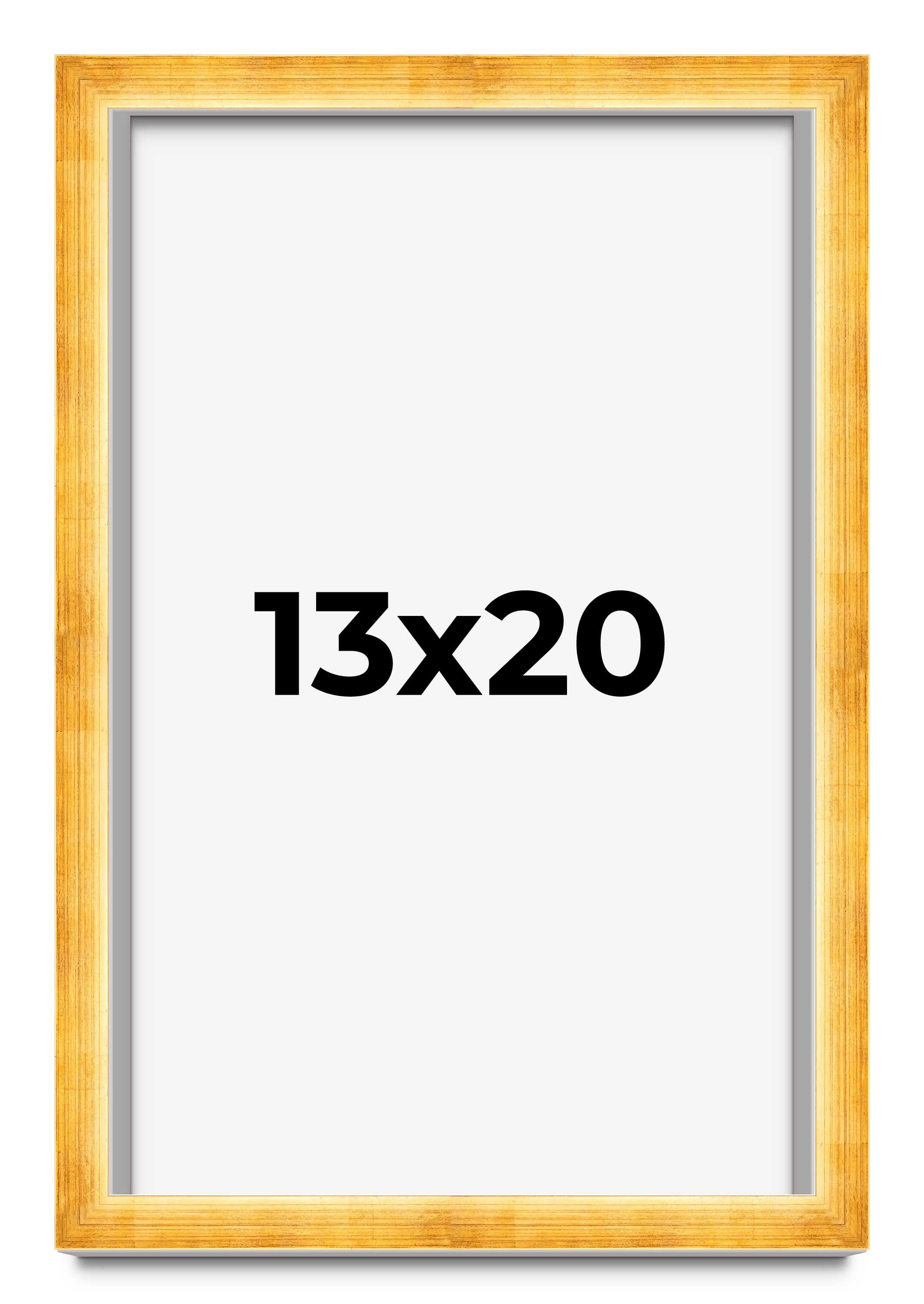 13x20 Shadow Box Frame Gold | 1.625 Inches Deep Real Wood Traditional ...