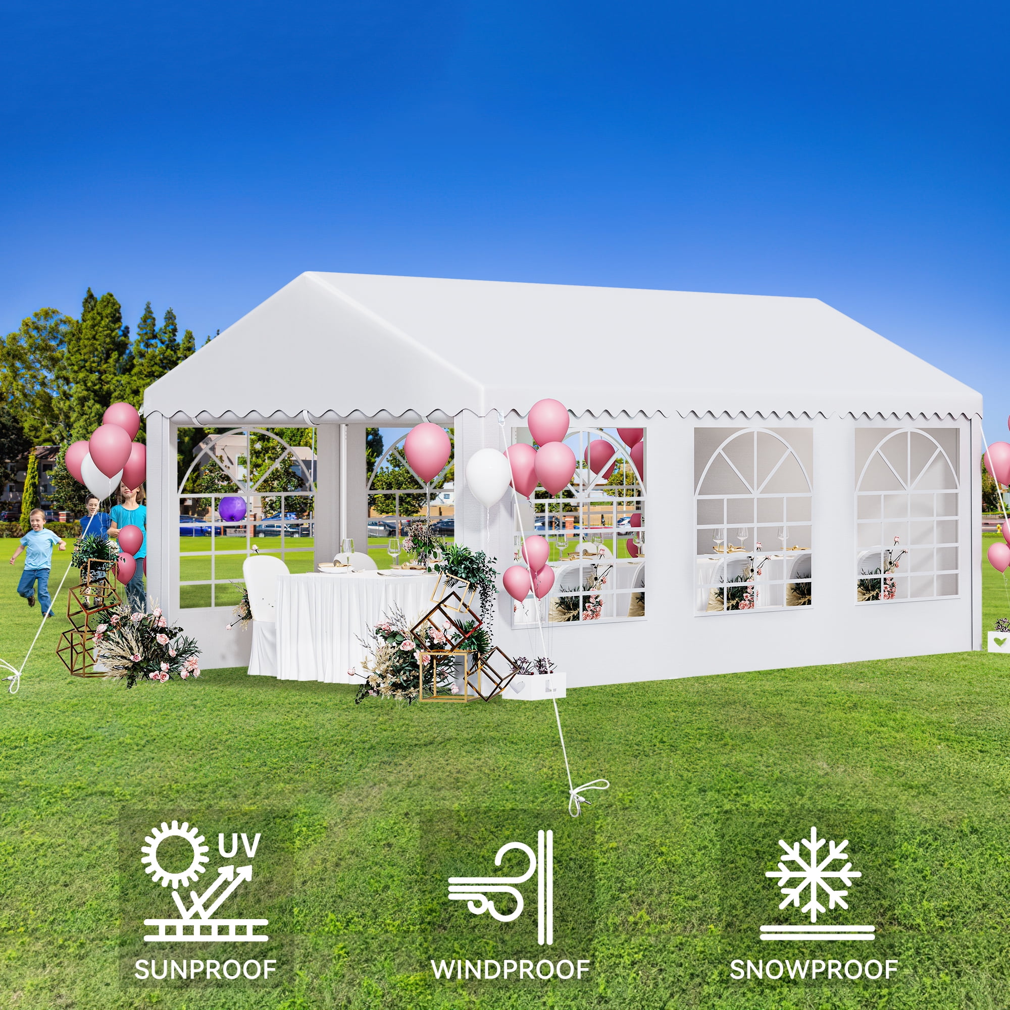 13x20FT Party Tent Heavy Duty PVC Wedding Event Shelters White Upgraded ...