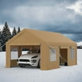 13x20ft Heavy Duty Carport with Roll-Up Sidewall, Ventilated Windows, Removable Sidewalls, 180g ...