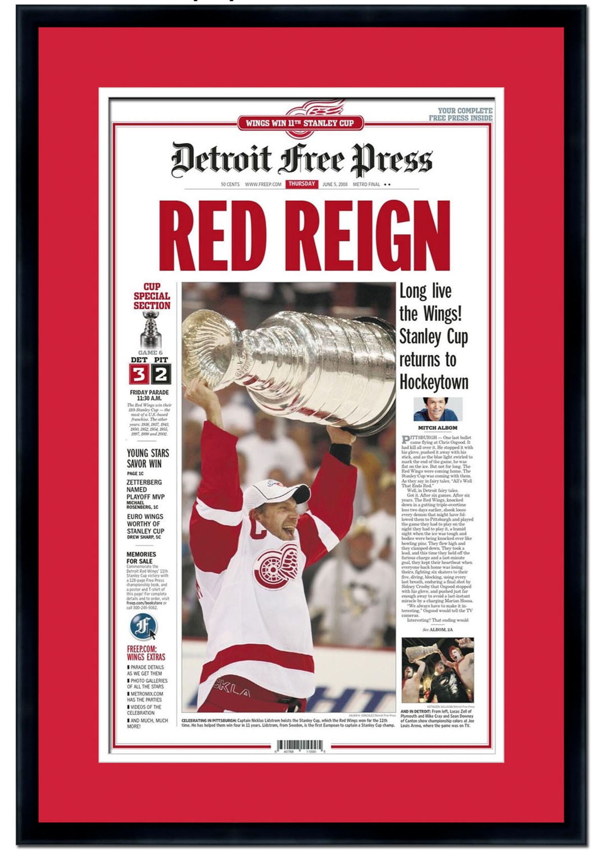 13x22 Newspaper Frame - with Red and White Double Mat - Made to Display ...