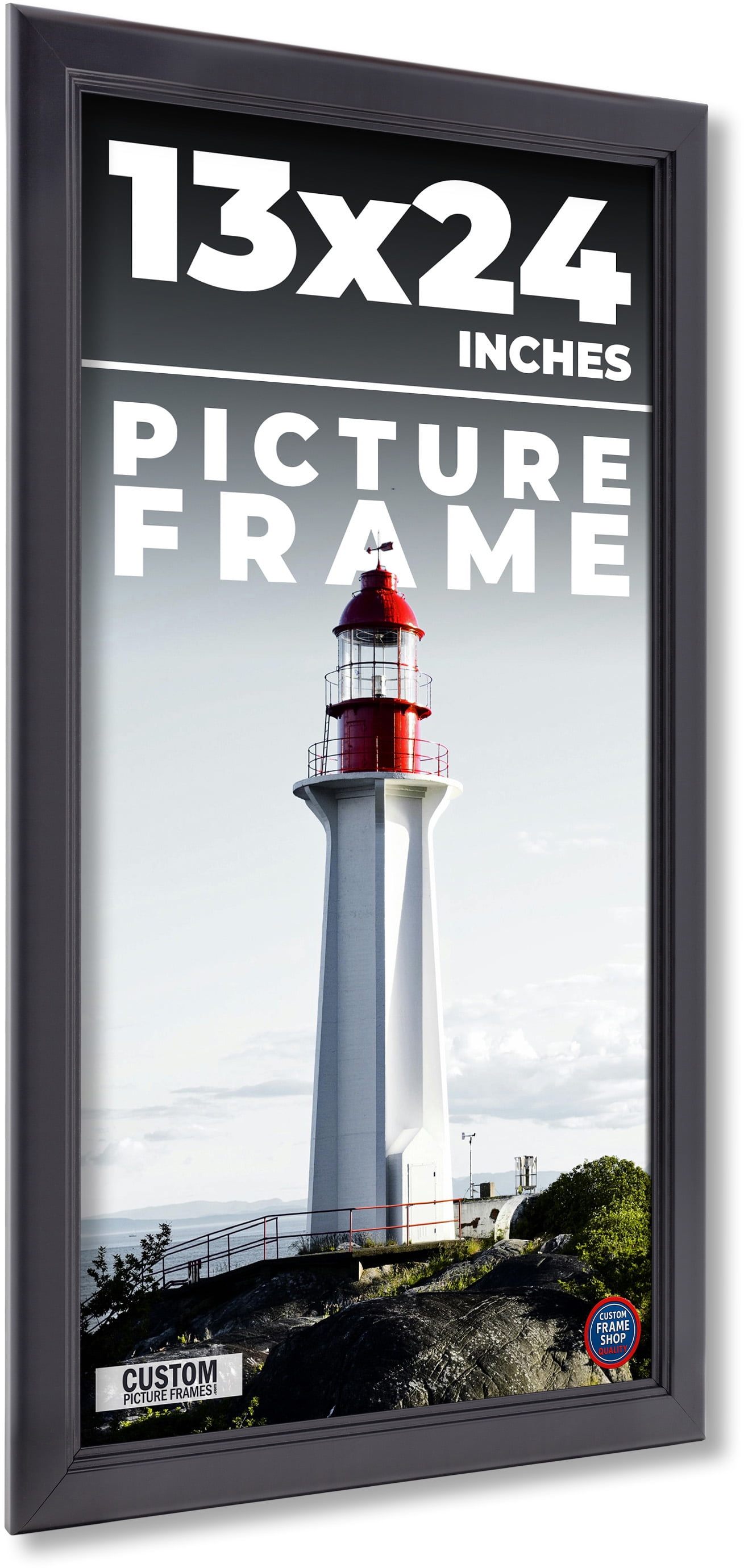 13x24 - 13 x 24 Contemporary Black Solid Wood Frame with UV Framer's ...