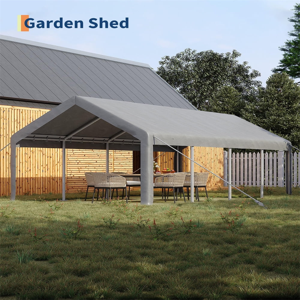 13x25 Ft Carport with 10 Sandbags, Car Port with 220g PE Tarp, 2 Roll ...