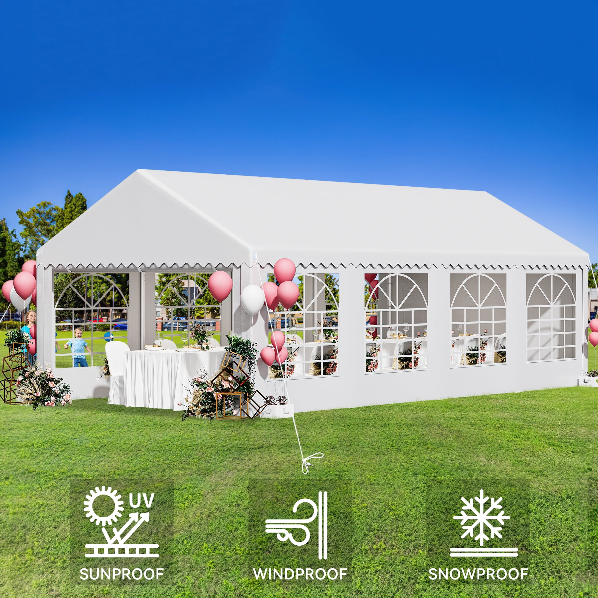 13x26FT Party Tent Heavy Duty PVC Wedding Event Shelters White Upgraded ...