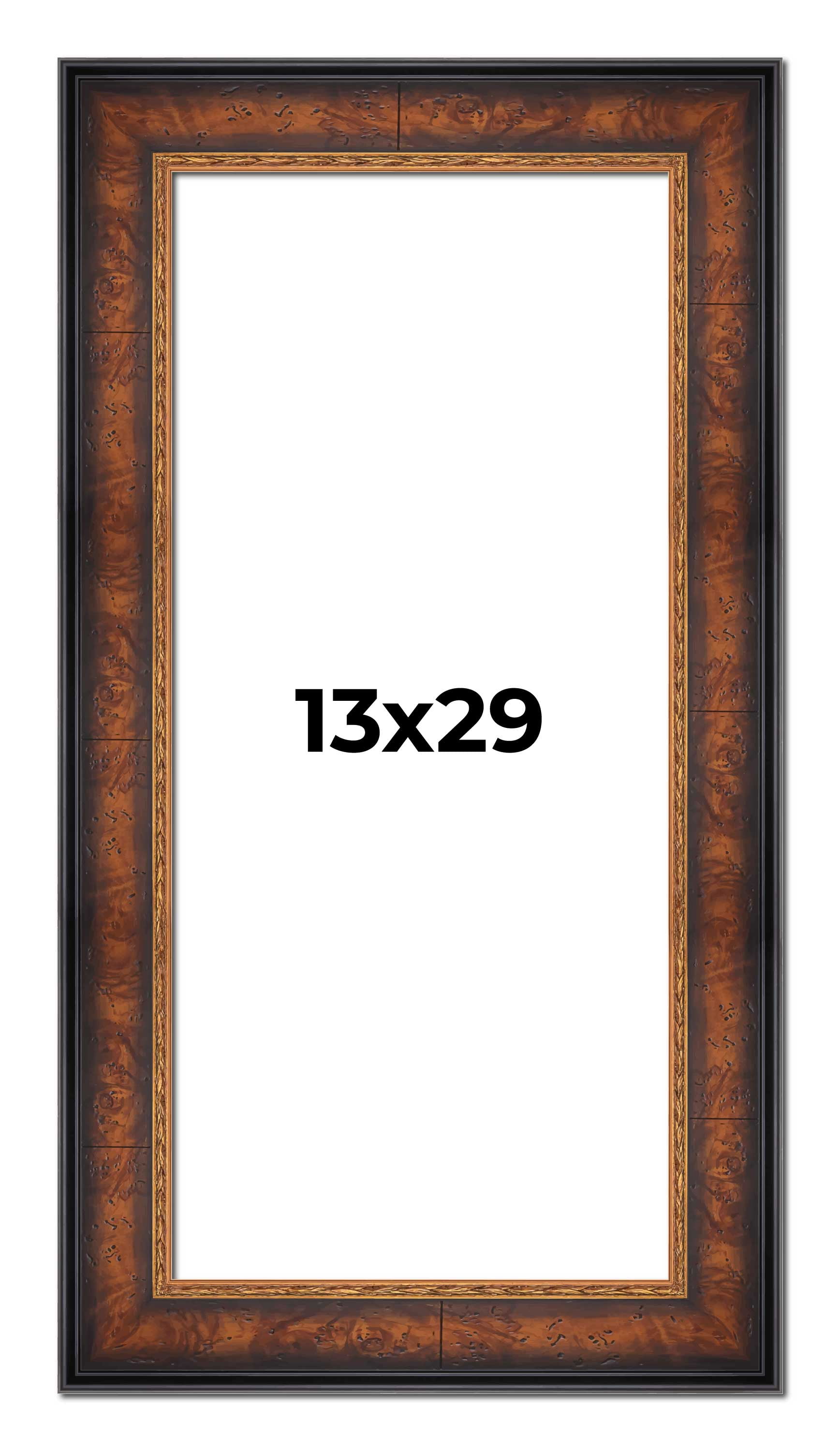 13x29 Frame Brown Walnut Gold Ornate Trim Solid Wood Plein Air Picture ...