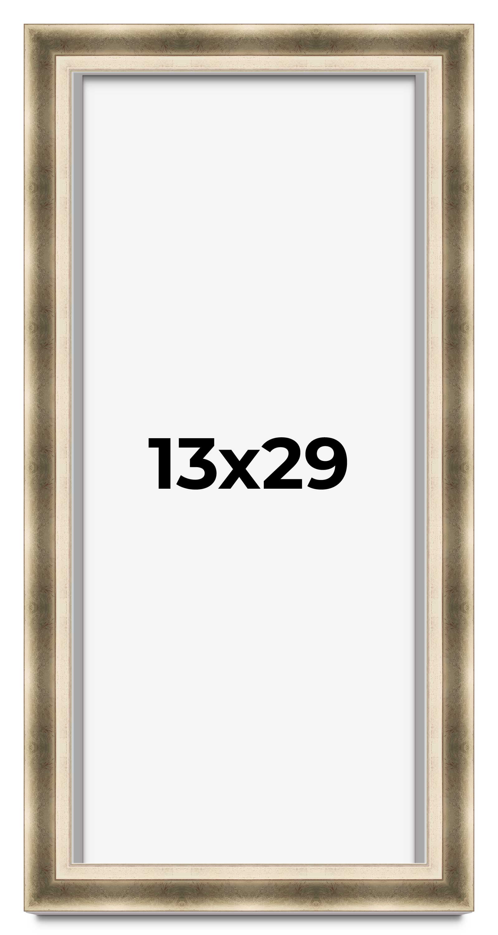 13x29 Shadow Box Frame Silver | 1.75 inches Deep Real Wood Traditional ...