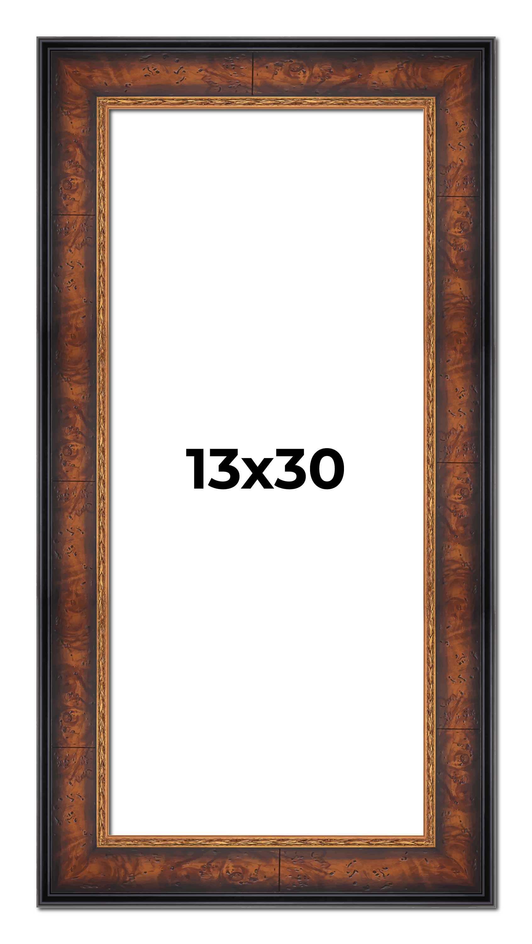 13x30 Frame Brown Walnut Gold Ornate Trim Solid Wood Plein Air Picture ...