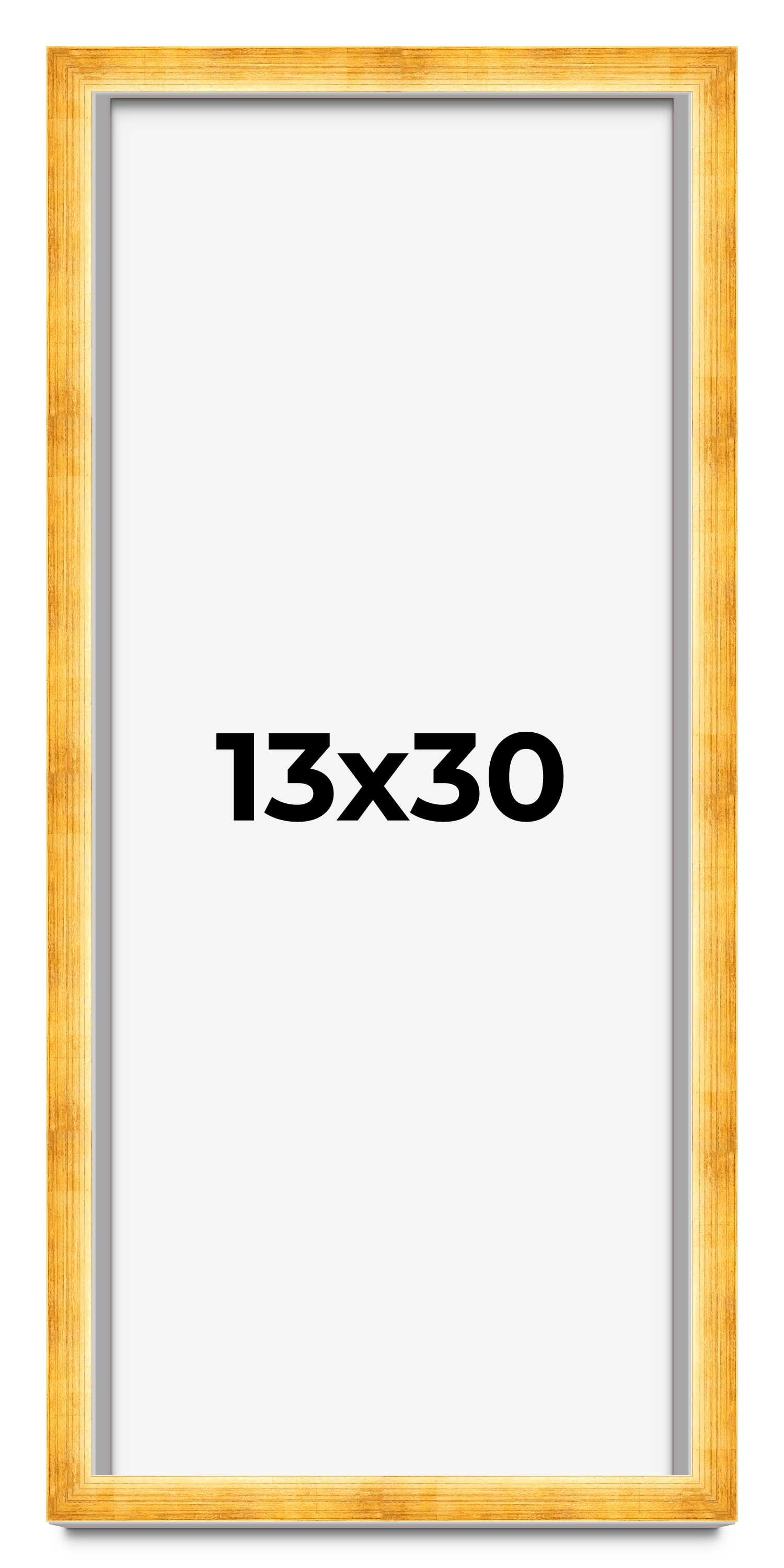 13x30 Shadow Box Frame Gold | 1.625 Inches Deep Real Wood Traditional ...