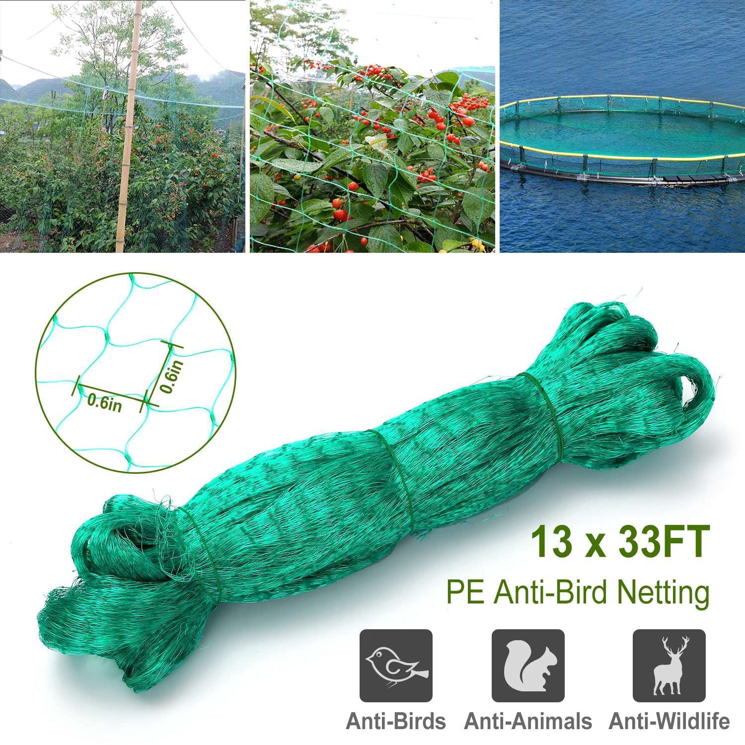 13x33ft Heavy-Duty PE Garden Netting, 430sqft Bird and Animal ...