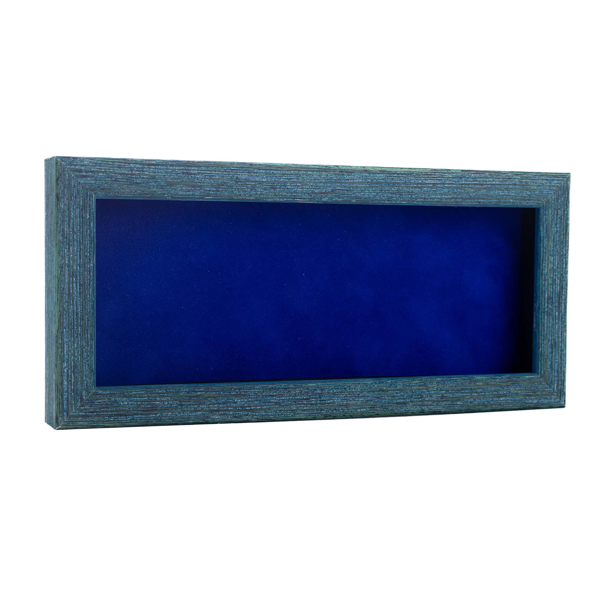 13x34 Distressed Blue Shadowbox Frame - Interior Size 13x34 with 1 ...