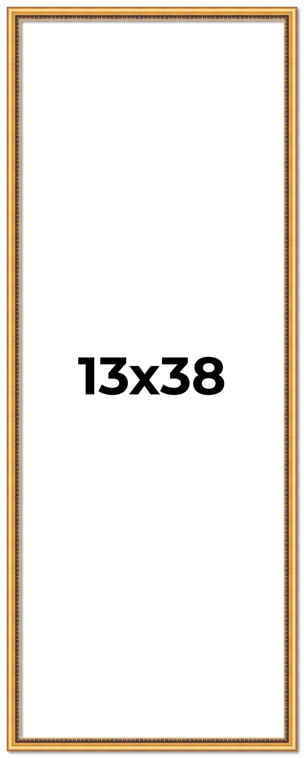 13x38 Frame Beaded Gold Solid Wood Picture Frame | 0.75 Inches Moulding ...