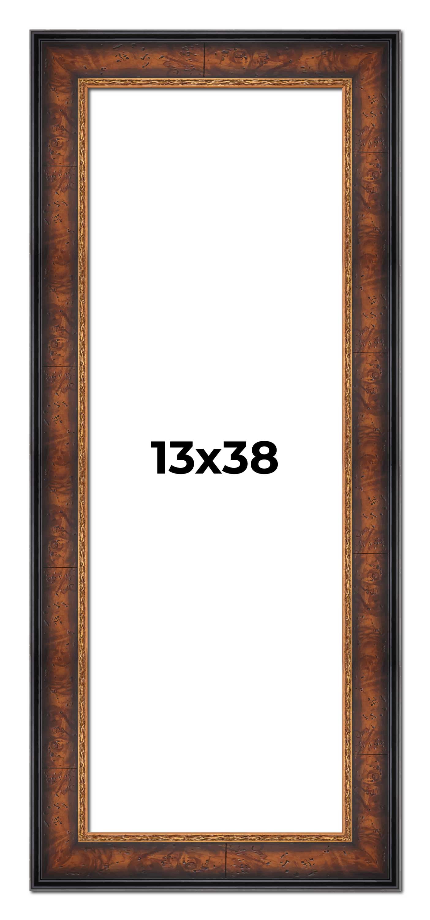 13x38 Frame Brown Walnut Gold Ornate Trim Solid Wood Plein Air Picture ...