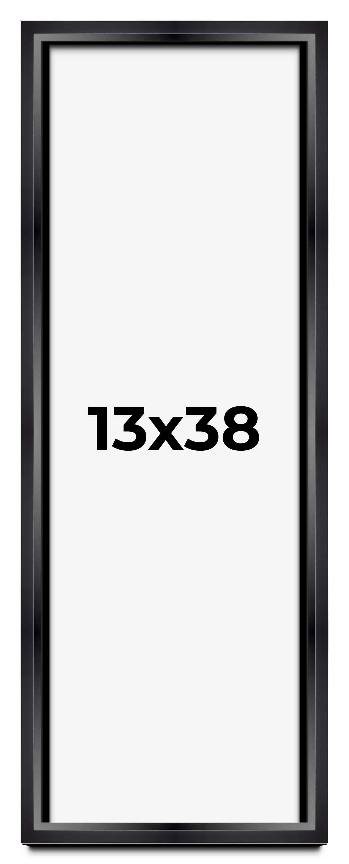 13x38 Shadow Box Frame Black | 1.25 inches Deep Real Wood Contemporary ...