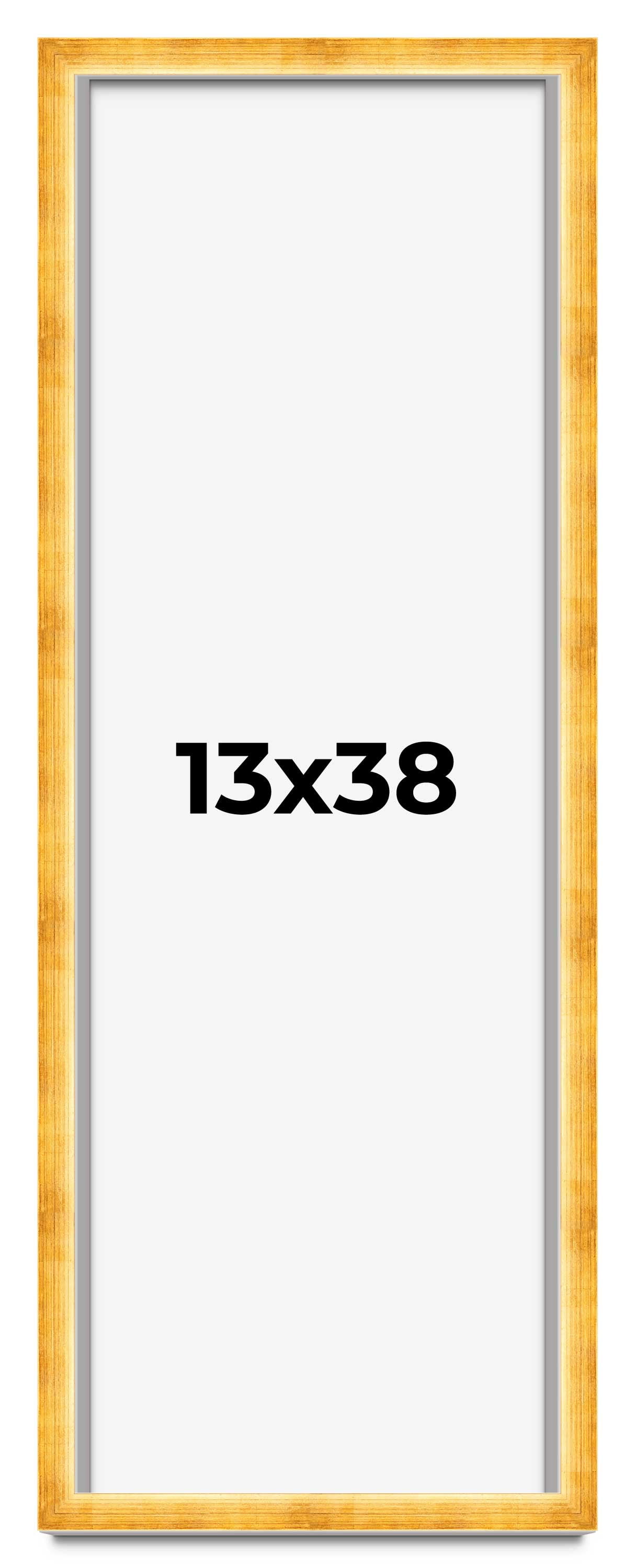 13x38 Shadow Box Frame Gold | 1.625 Inches Deep Real Wood Traditional ...
