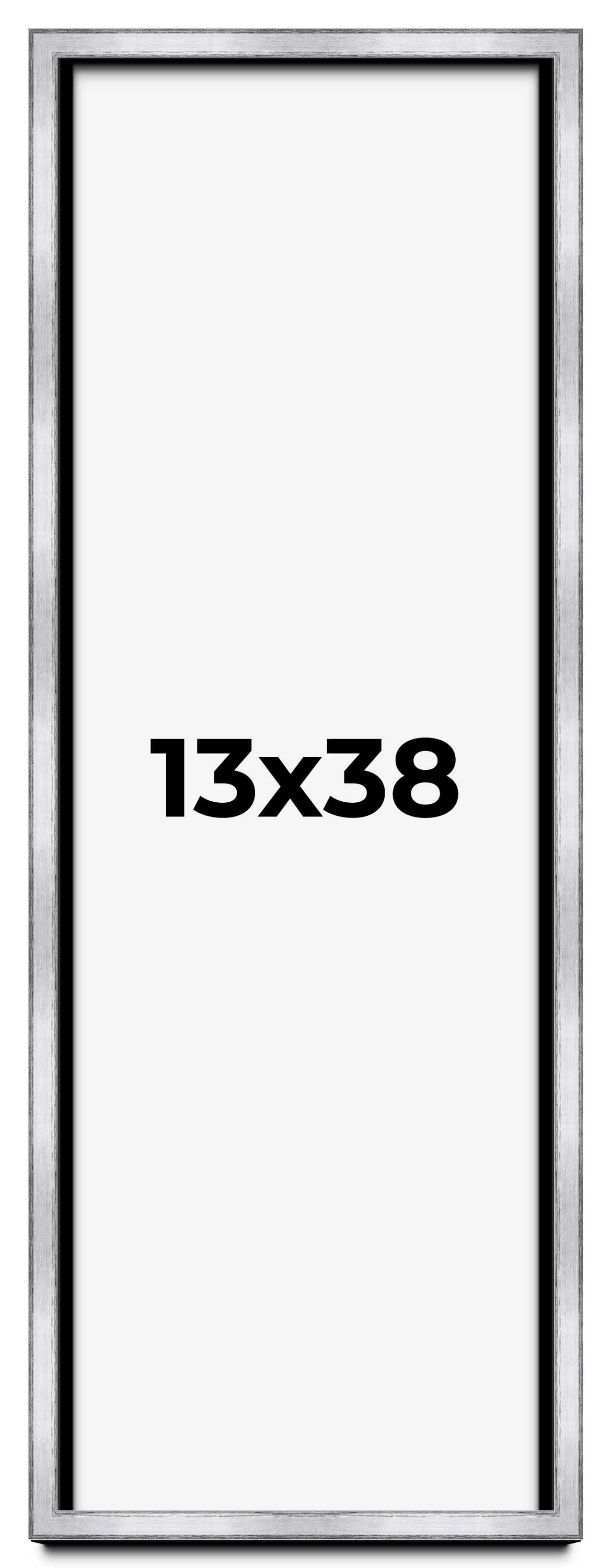 13x38 Shadow Box Frame Silver | 1.375 Inches Deep Real Wood ...