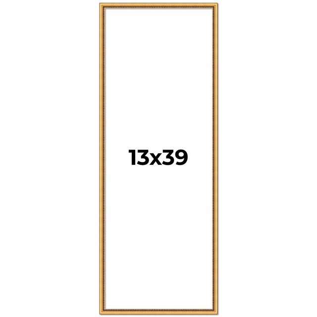 13x39 Frame Beaded Gold Solid Wood Picture Frame | 0.75 Inches Moulding ...