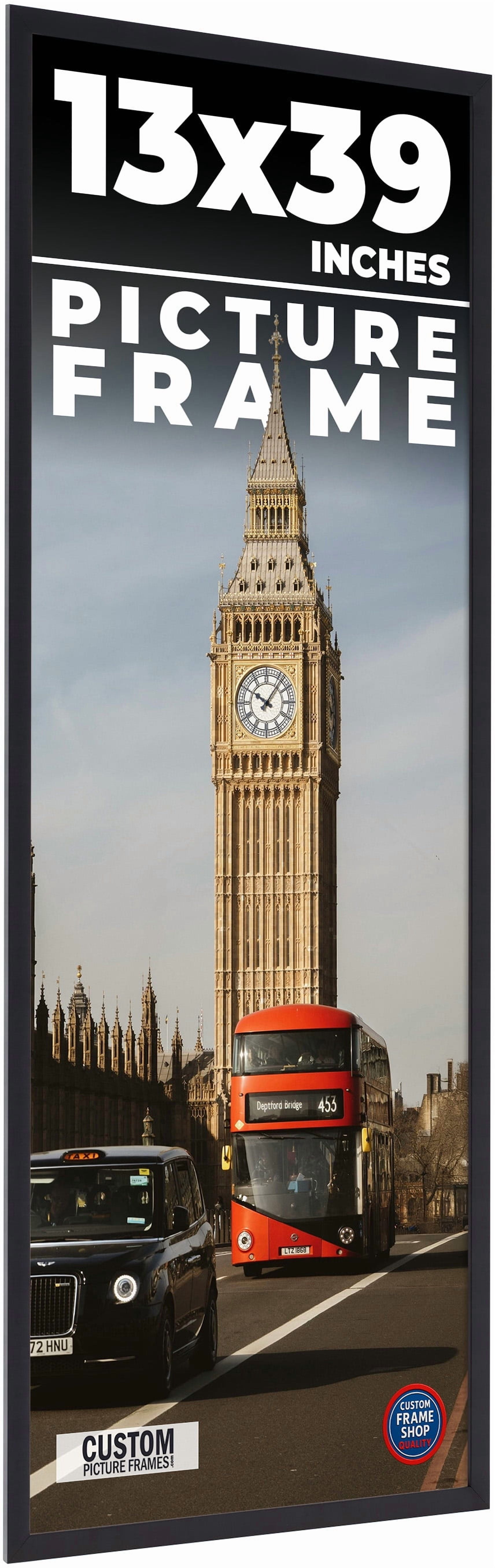 13x39 Frame Black Solid Wood Picture Frame | 0.75 Inch Moulding Width ...