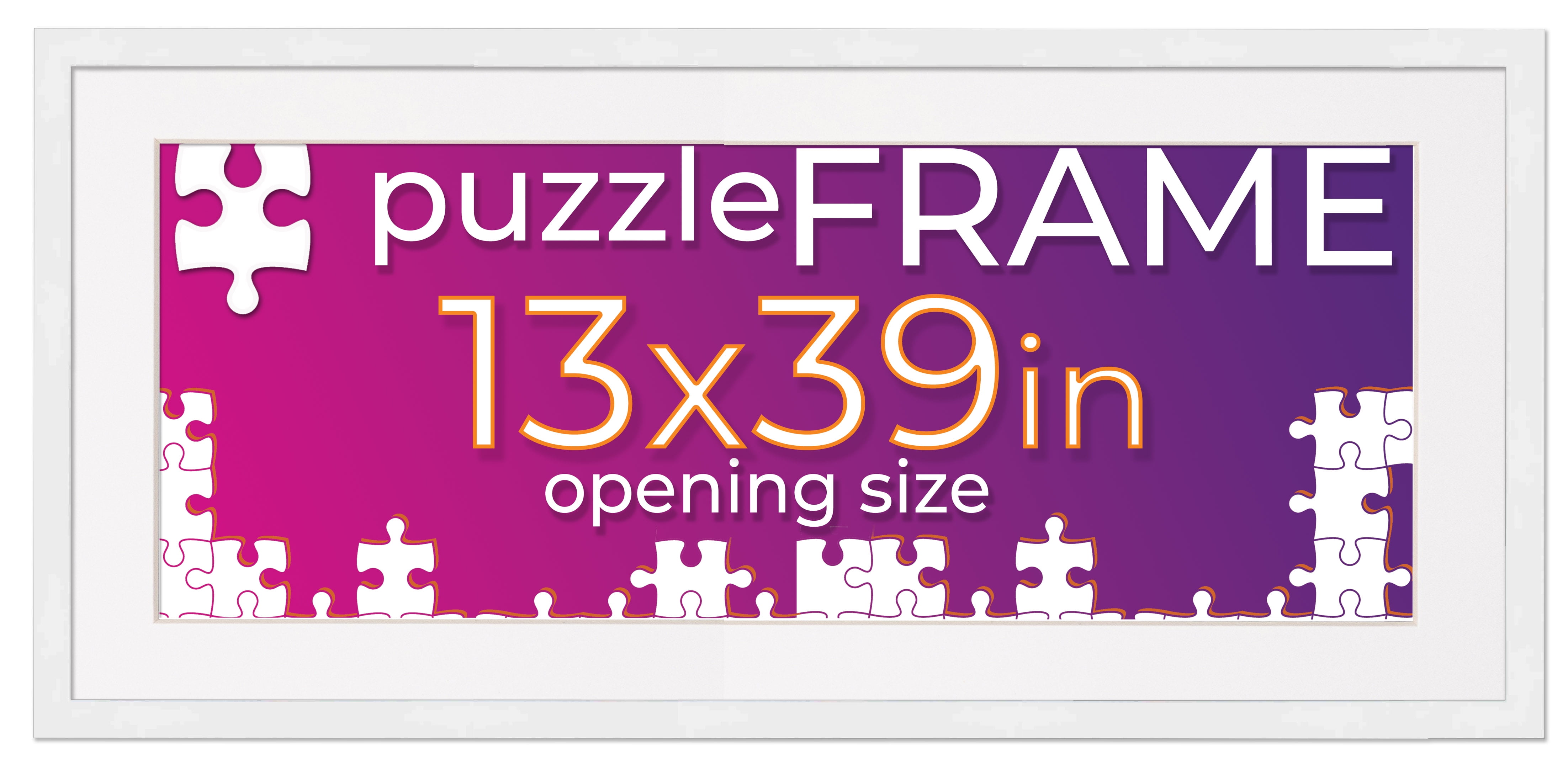 13x39 Frame for Jigsaw Puzzles - Wooden White Puzzle Frame with Mat ...