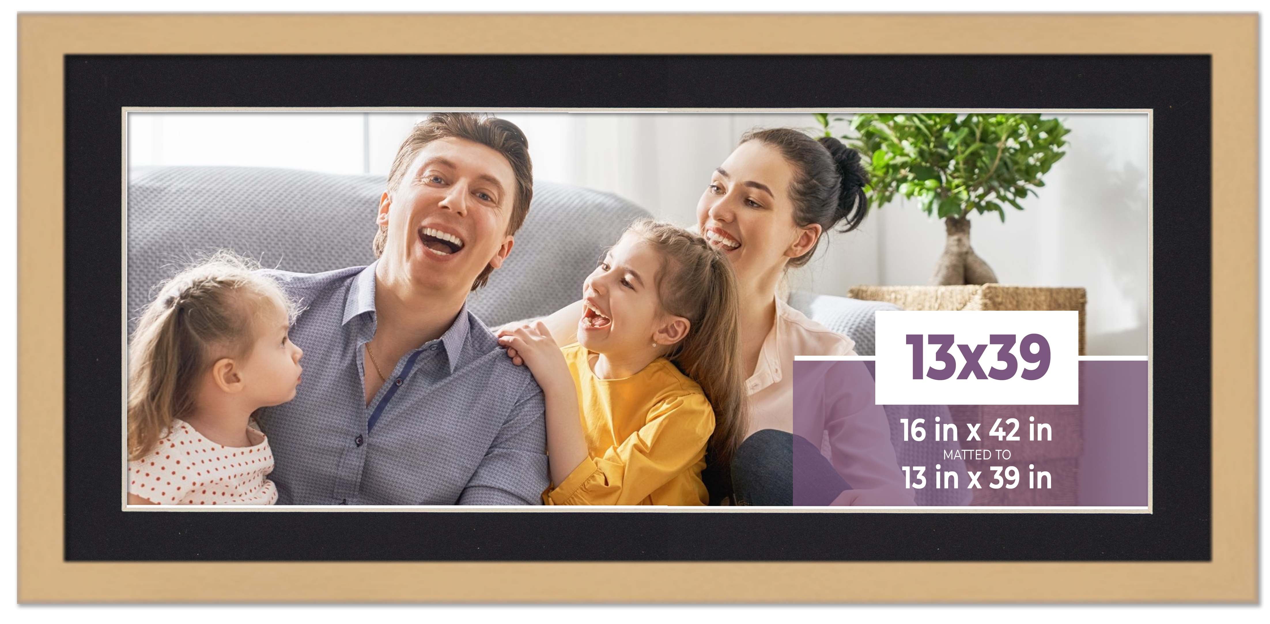 13x39 Frame Natural With Black Picture Mat For 13x39 Photo - Natural ...
