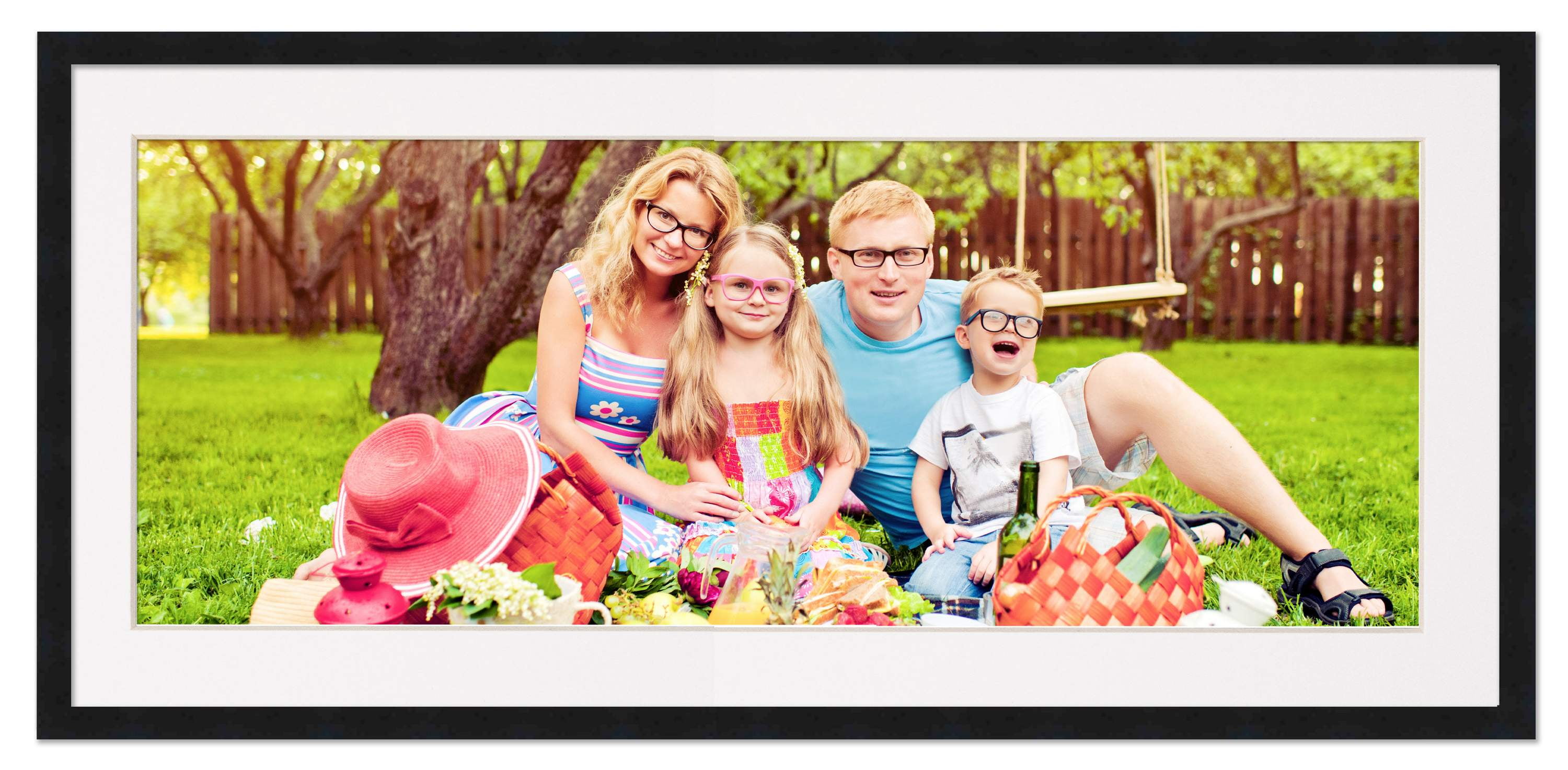 13x39 Frame with Mat - Black 16x42 Frame Wood Made to Display Print or Poster Measuring 13 x 39 ...