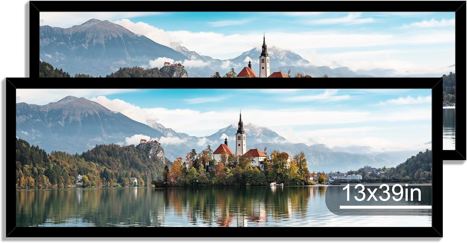 13x39 Puzzle Frame 2 Packs, Real Glass and Black Wood Frame, Display ...