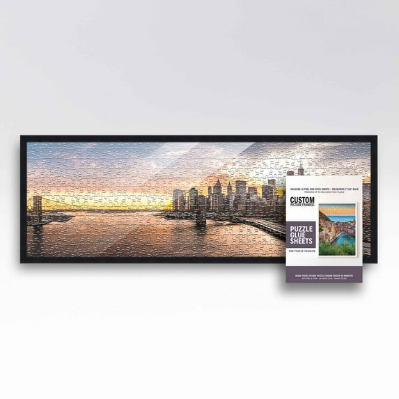 13x39 Puzzle Frame Kit with Glue Sheets | Black Mid Century Picture ...