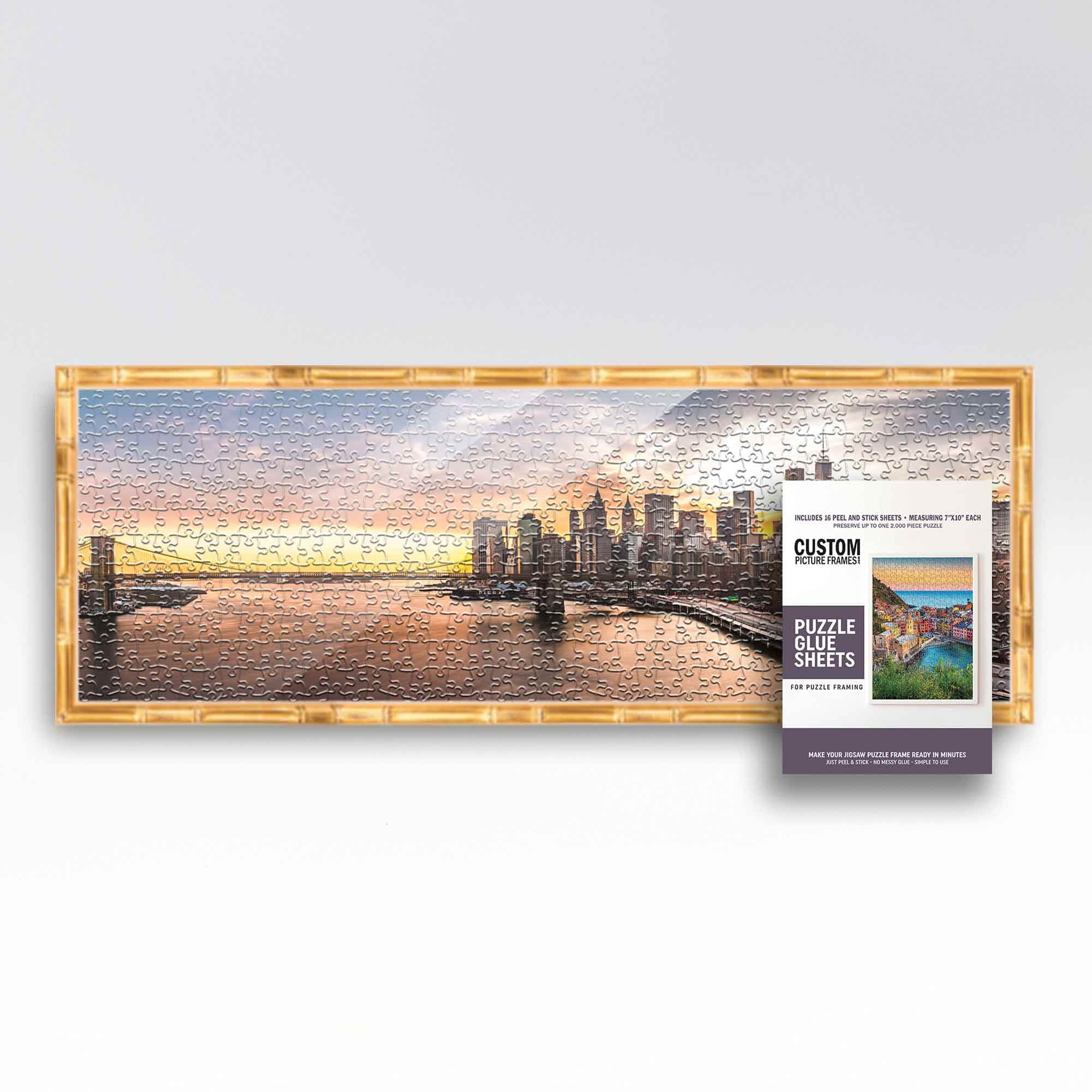 13x39 Puzzle Frame Kit with Glue Sheets | Gold Bamboo Picture Frame ...