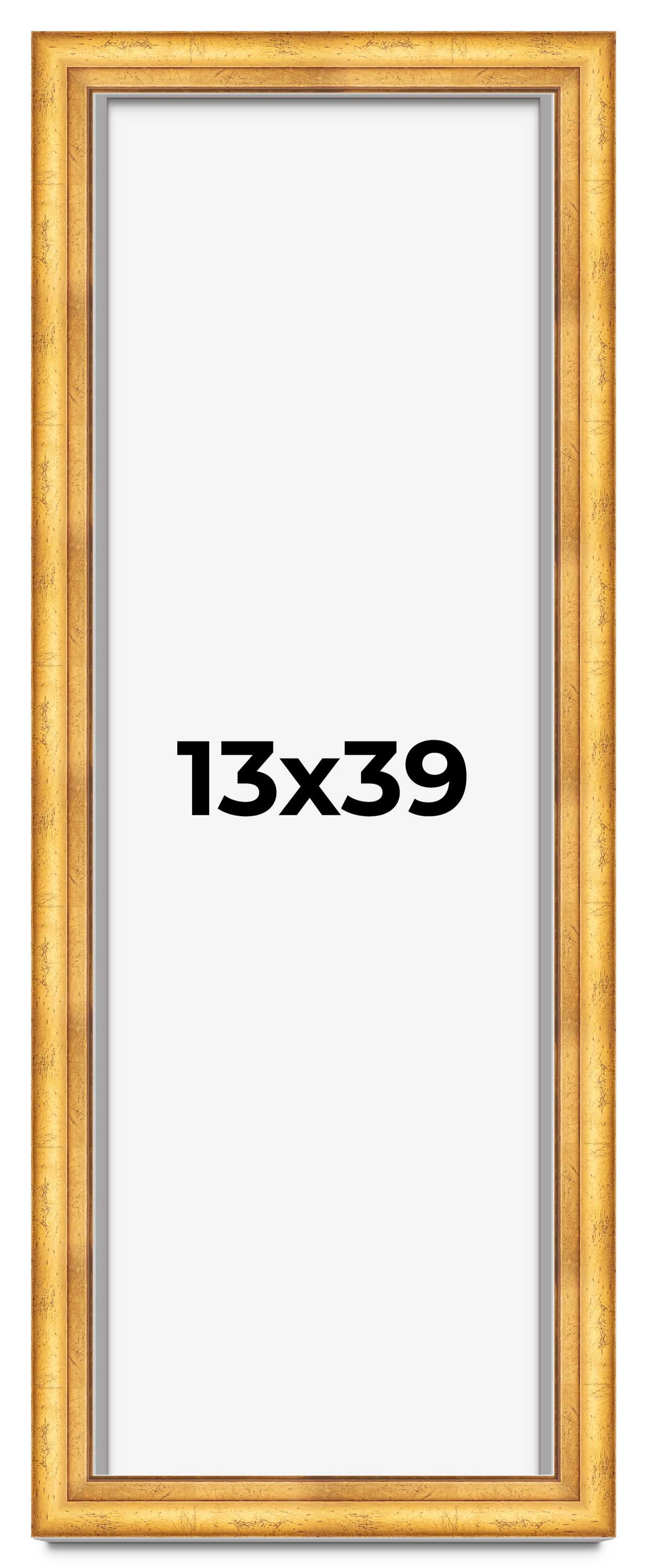 13x39 Shadow Box Frame Gold | 1.75 Inches Deep Real Wood Traditional ...
