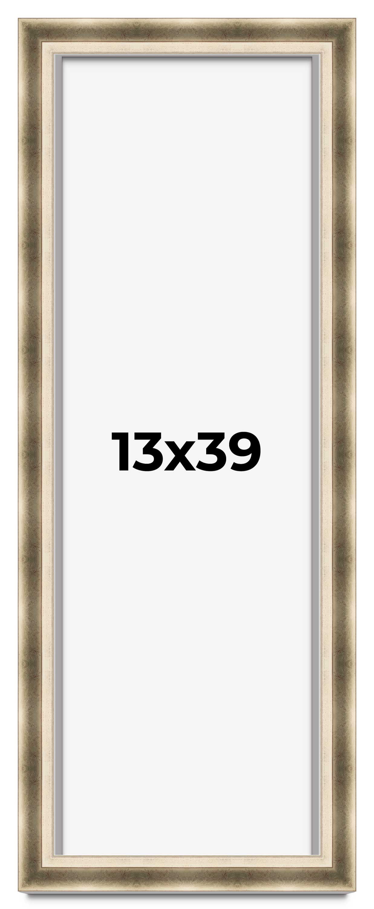 13x39 Shadow Box Frame Silver | 1.75 inches Deep Real Wood Traditional ...