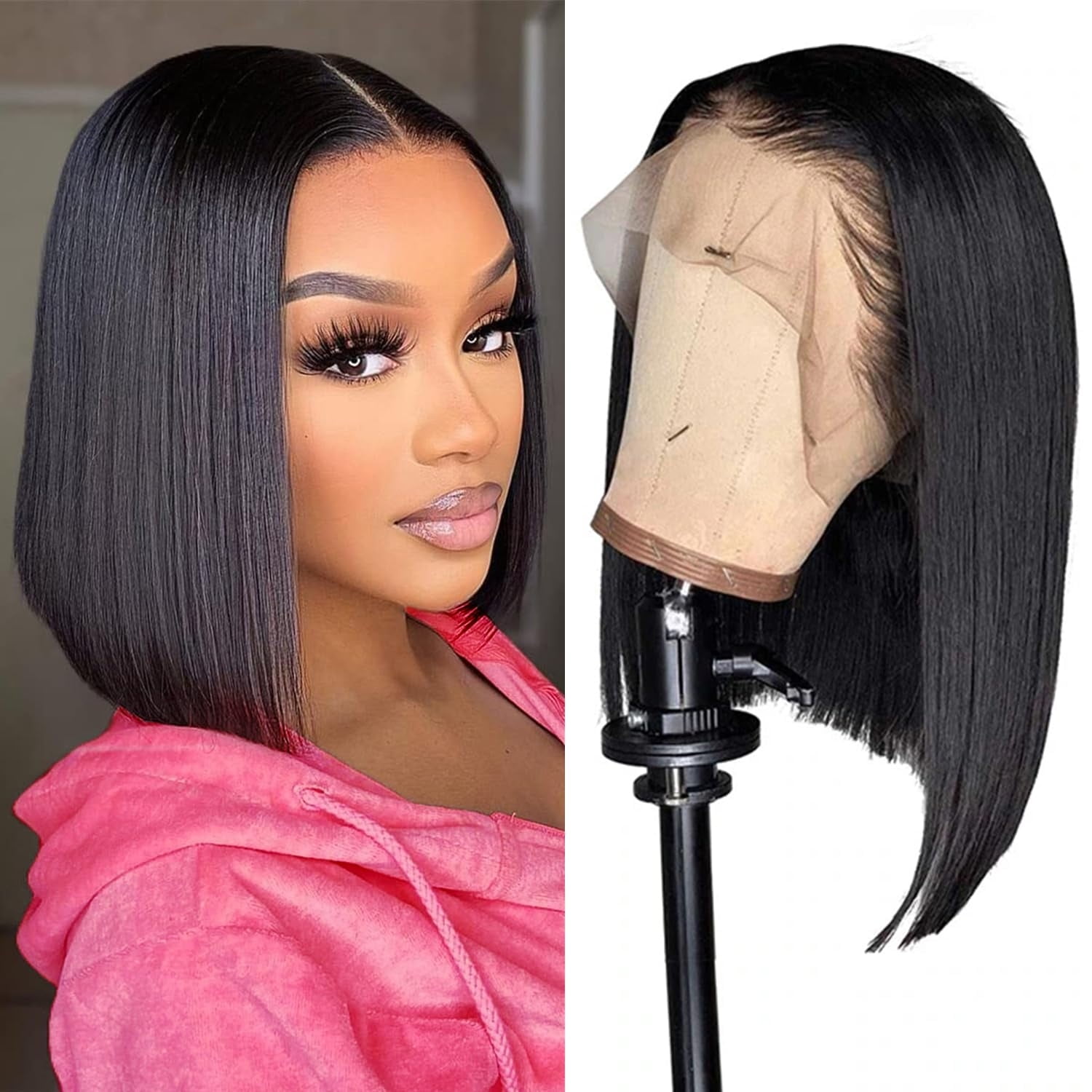 13x4 Bob HD Transparent Full Frontal Bigger Lace Human Hair Wig Smooth ...